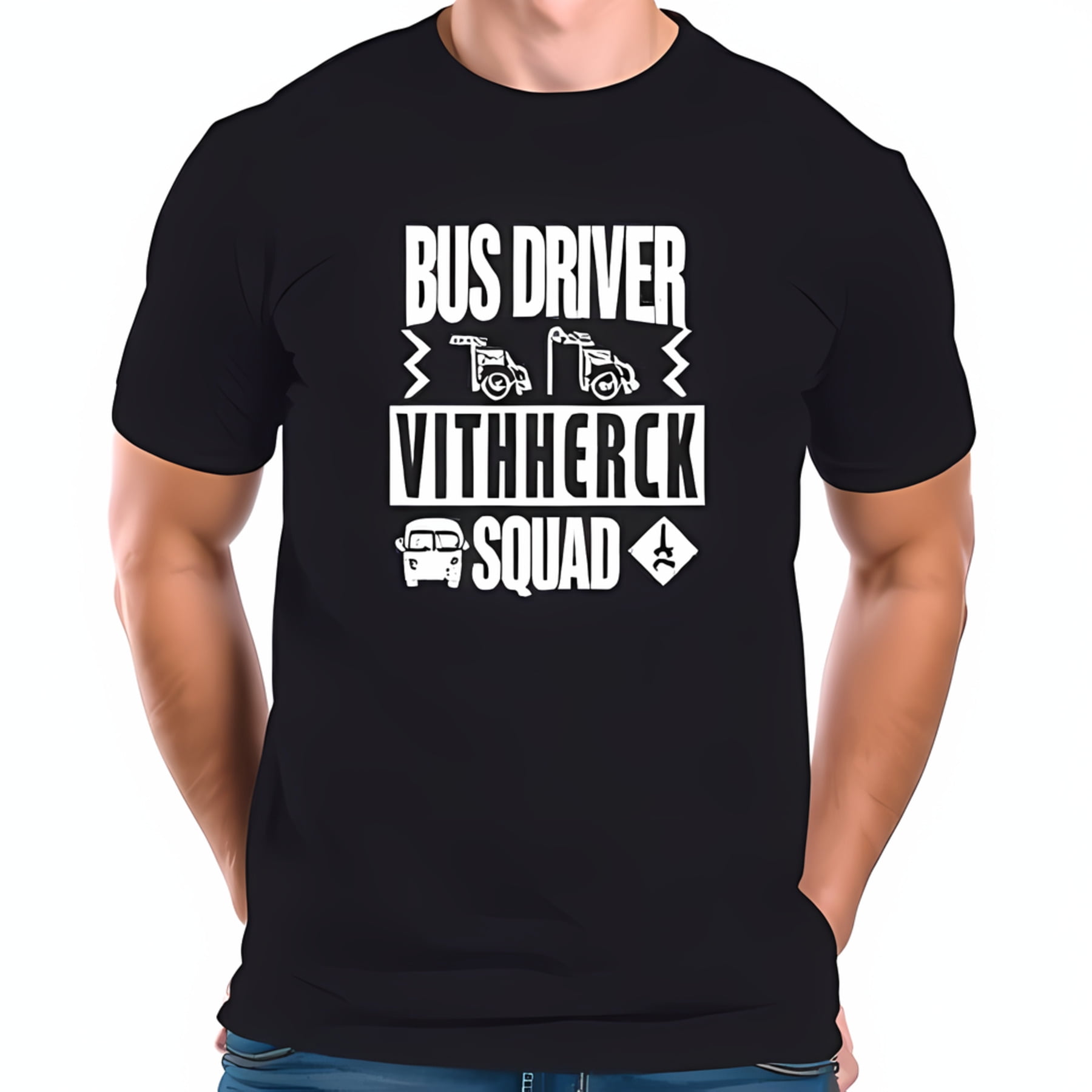 Cotton Short Sleeve T-Shirt for Bus Drivers - " BUS DRIVER WITHHERC ...
