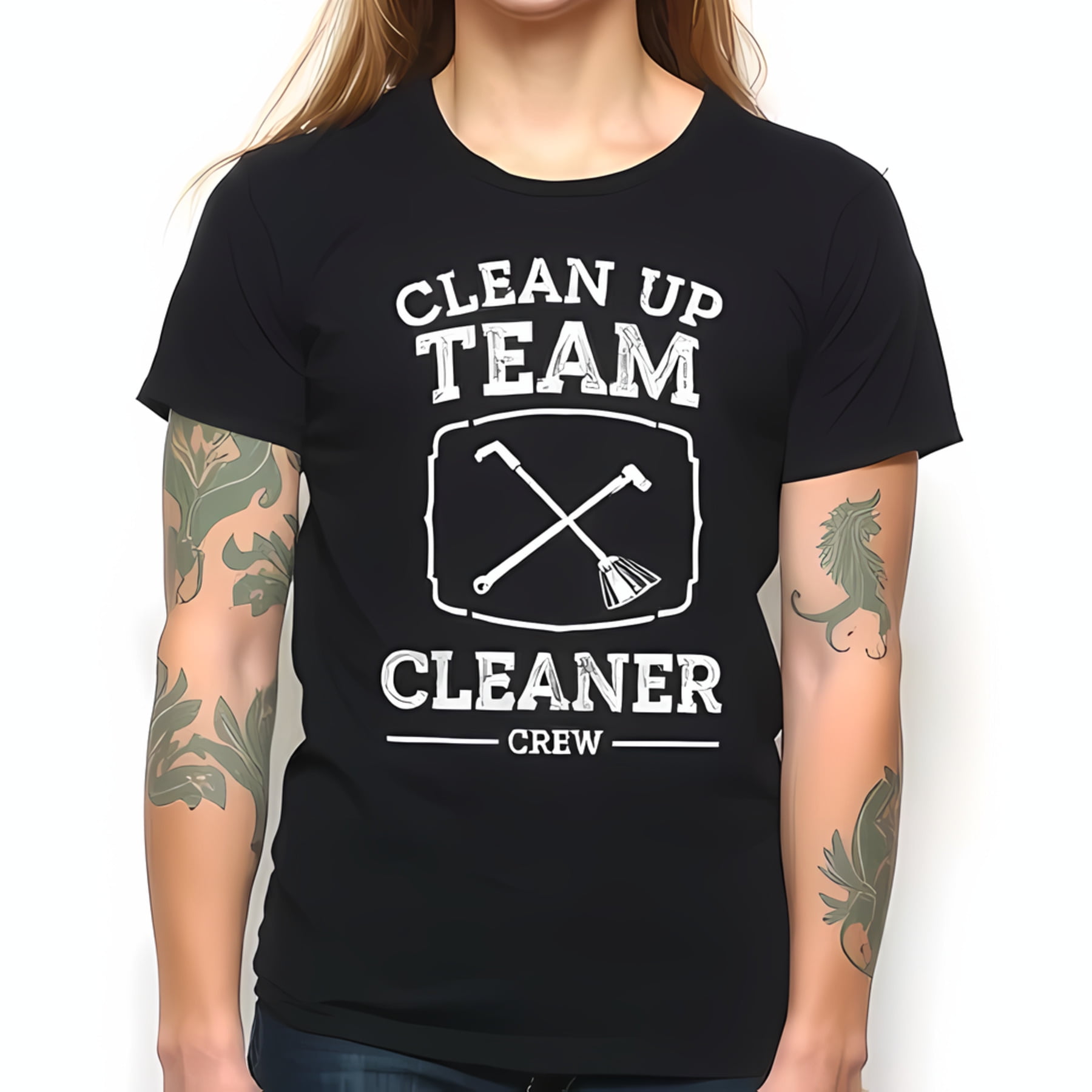 Cotton Short Sleeve T-Shirt for Clean Up Team - Minimalist Design with ...
