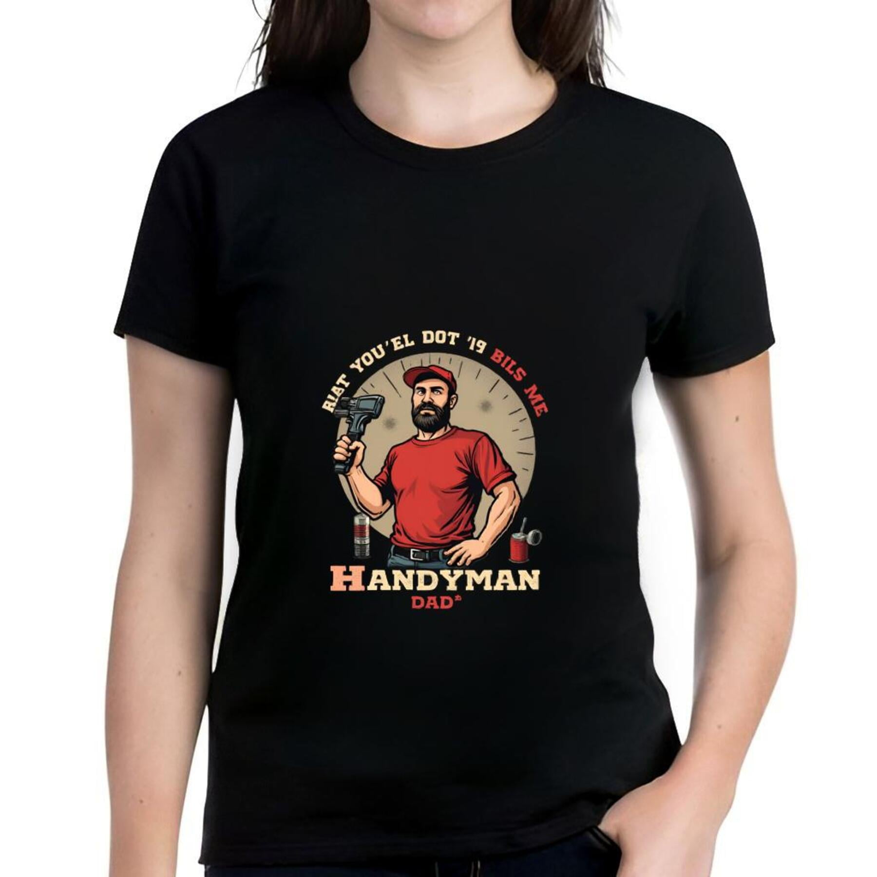 Cotton Short Sleeve T-Shirt for Dads - Fun Red Shirt with Wrench ...