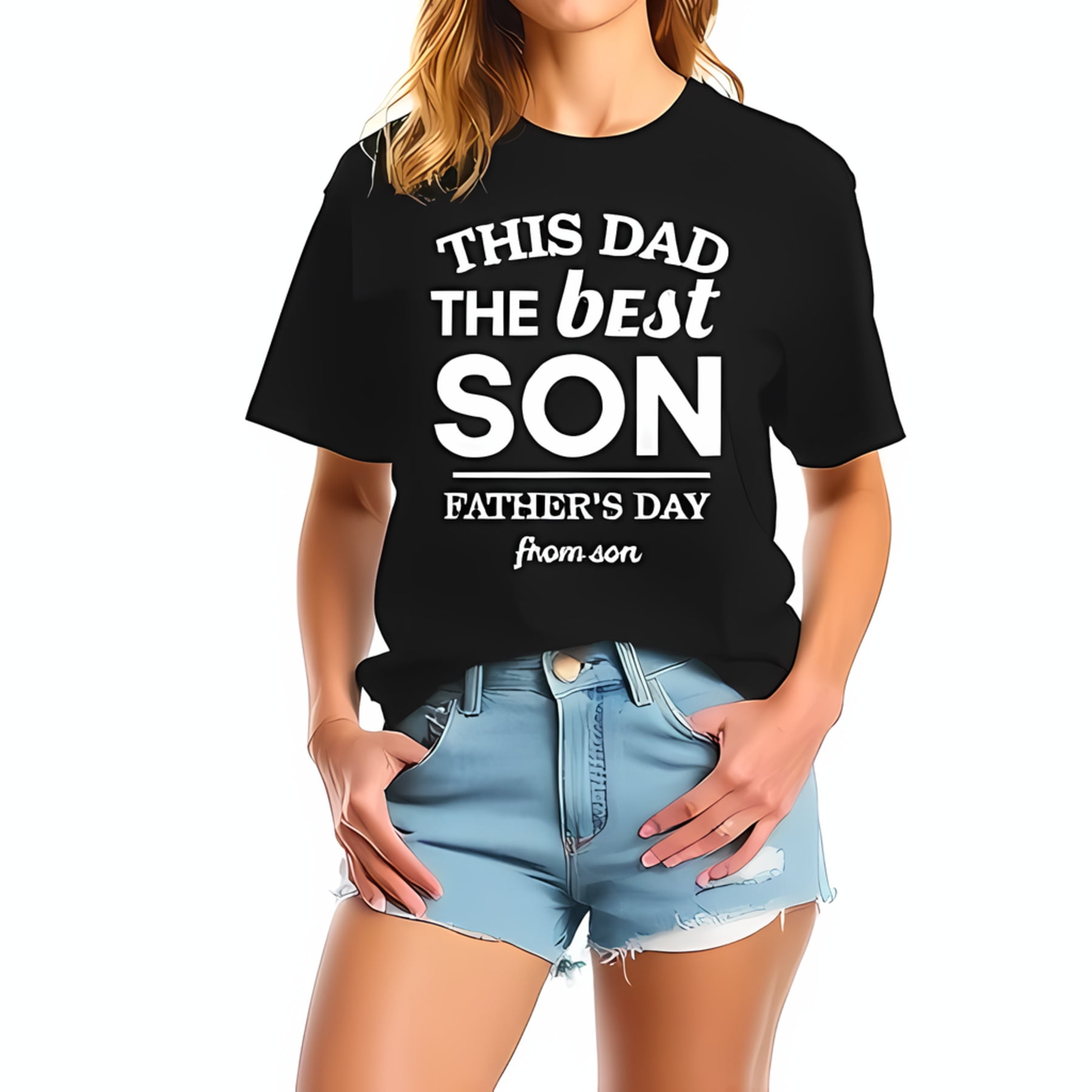 Cotton Short Sleeve T-Shirt for Father's Day - " This Dad the Best SON ...