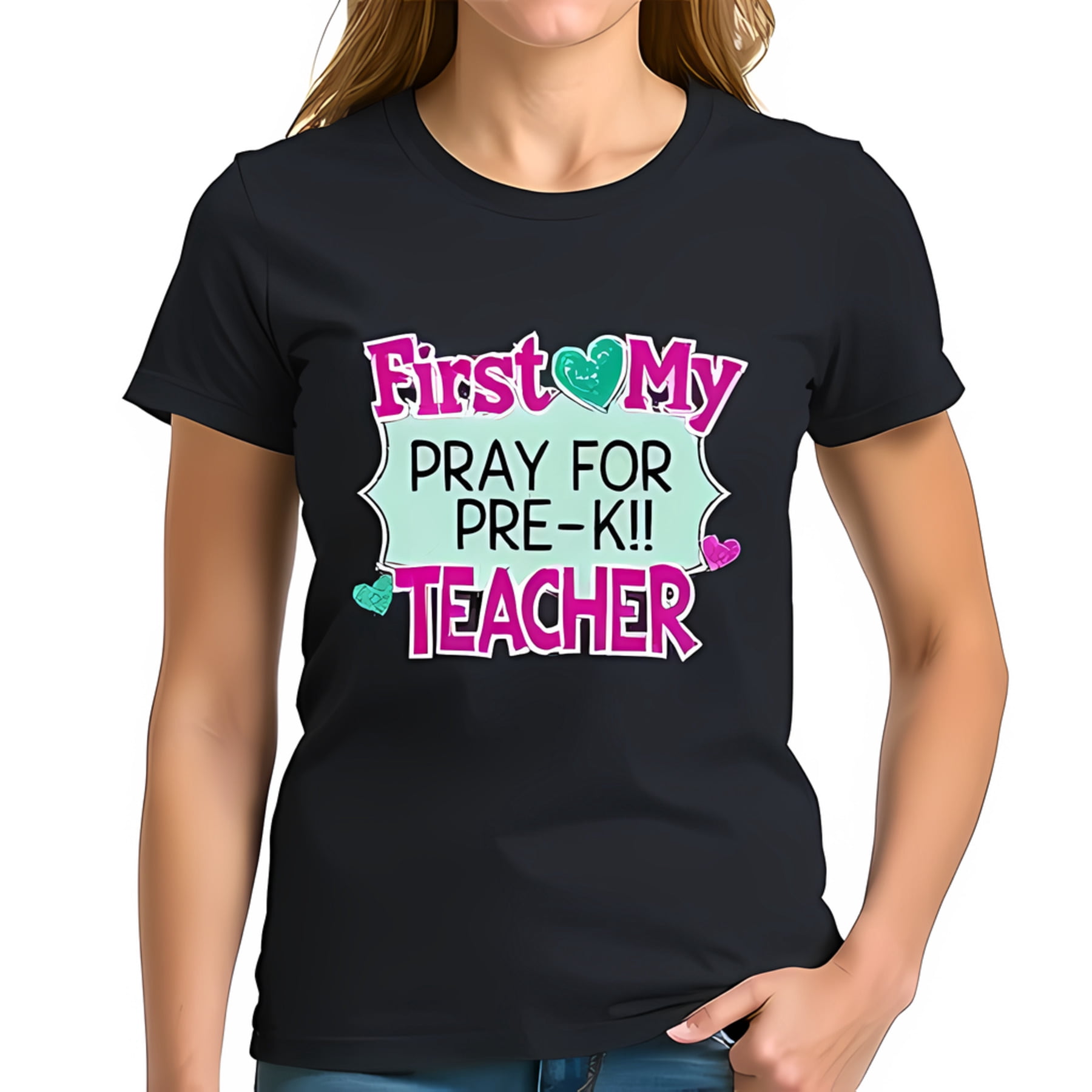 Cotton Short Sleeve T-Shirt for Pre-K Teachers - " First My Pray for ...