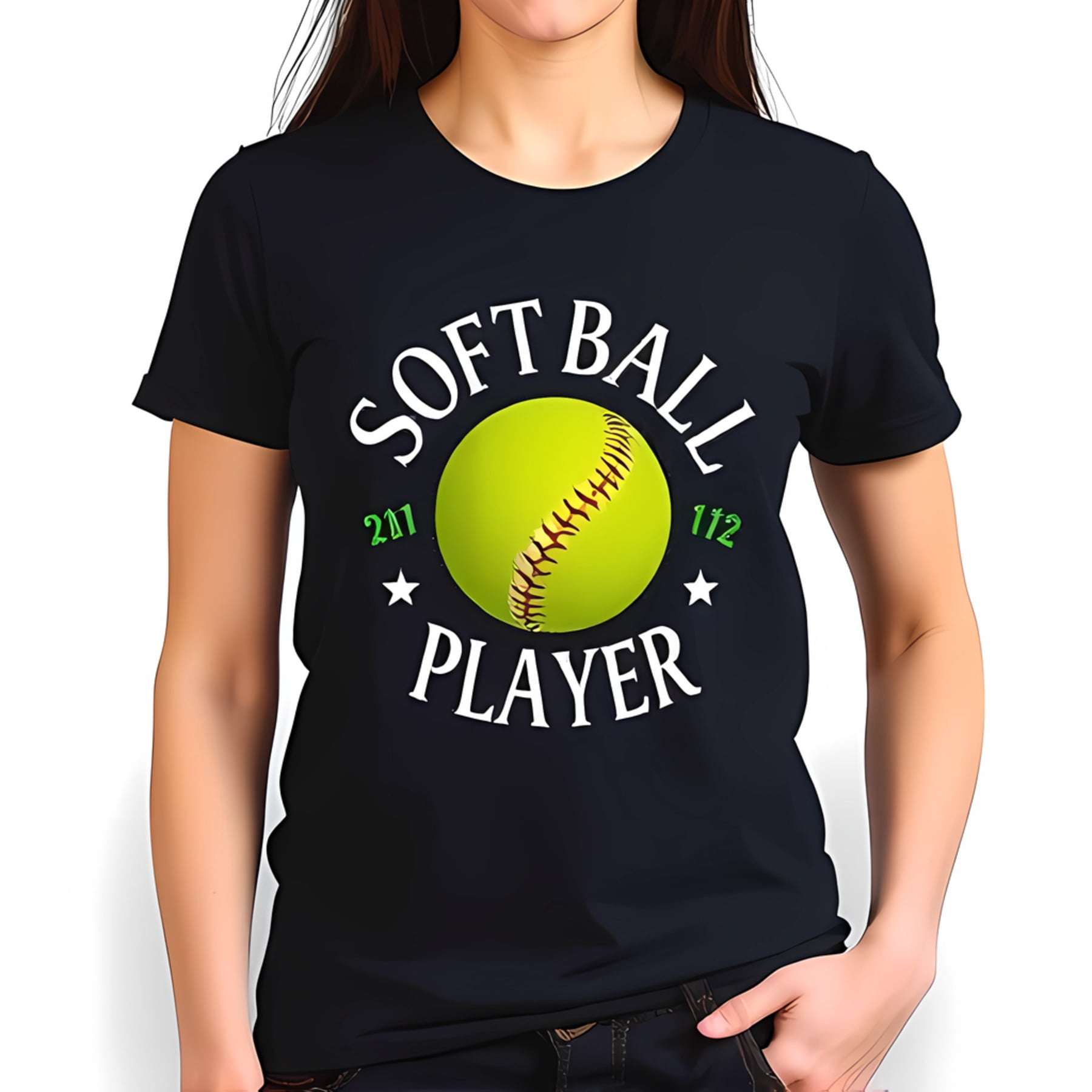 Cotton Short Sleeve T-Shirt for Softball Players - Navy Blue with ...