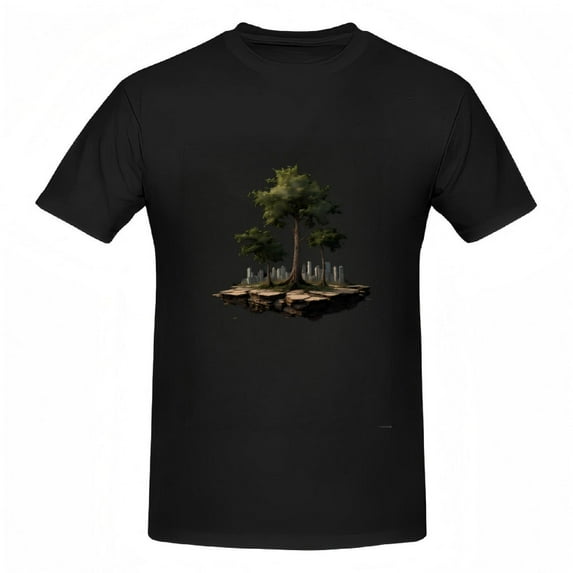 Cotton Short Sleeve T-Shirt for Women - Black Tee with Graphic Tree ...