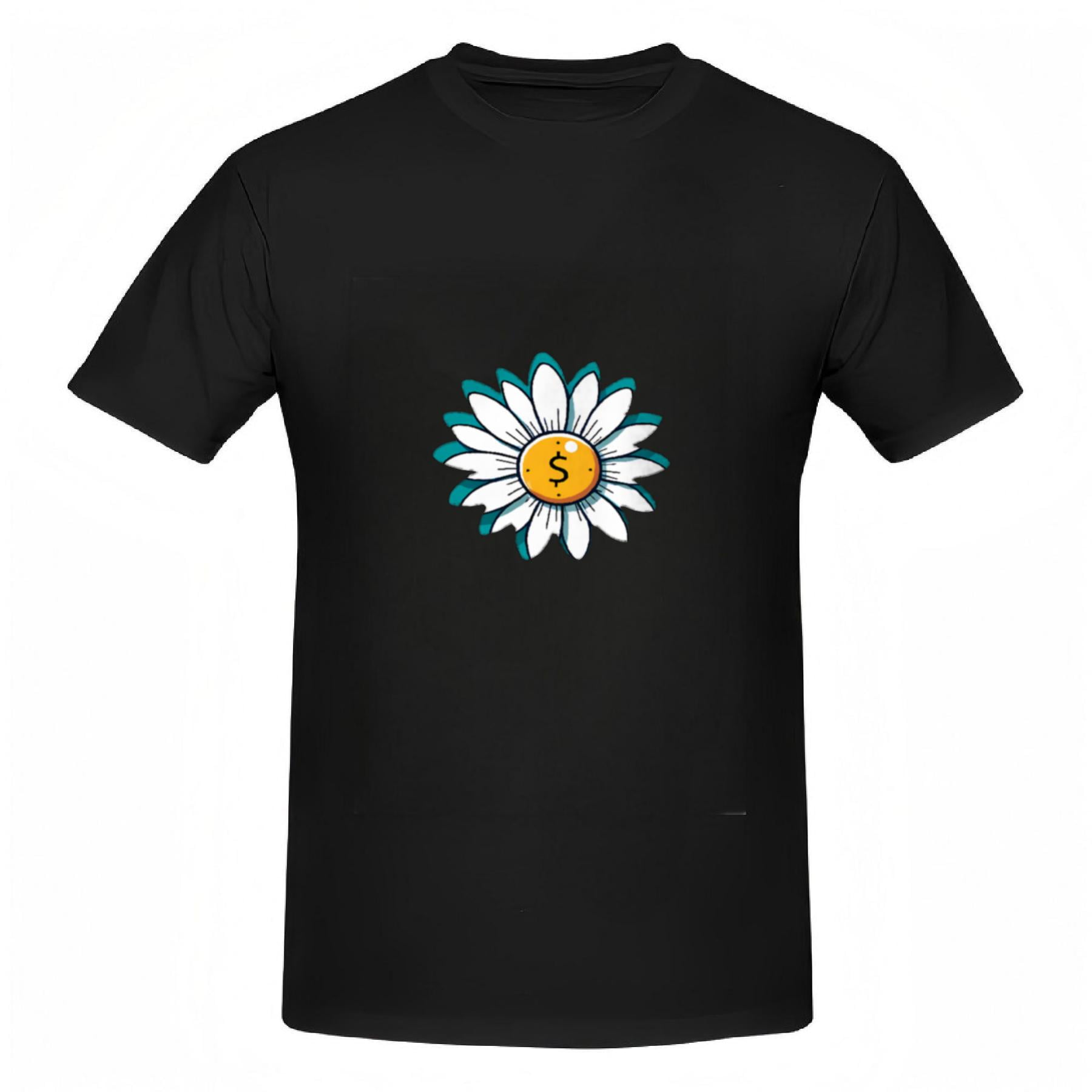 Cotton Short Sleeve T-Shirt for Women - Black Tee with Striking White ...