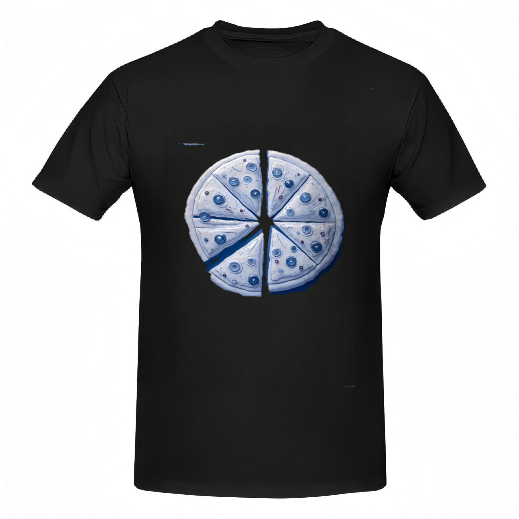 Cotton Short Sleeve T-Shirt for Women - Black Tee with Unique Pizza ...