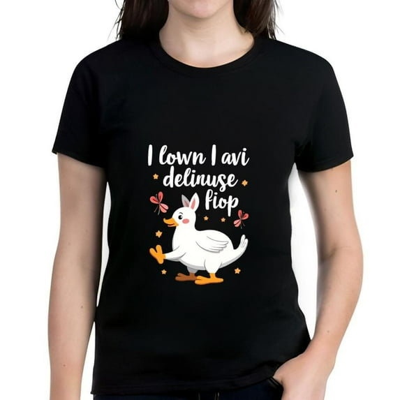 Cotton Short Sleeve T-Shirt for Women - Cartoon Duck Design with ...