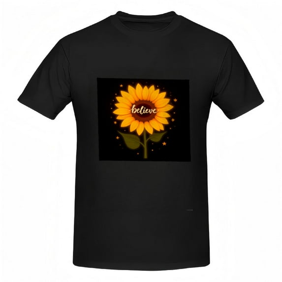 Cotton Short Sleeve T-Shirt for Women - Cheerful Sunflower Design with ...
