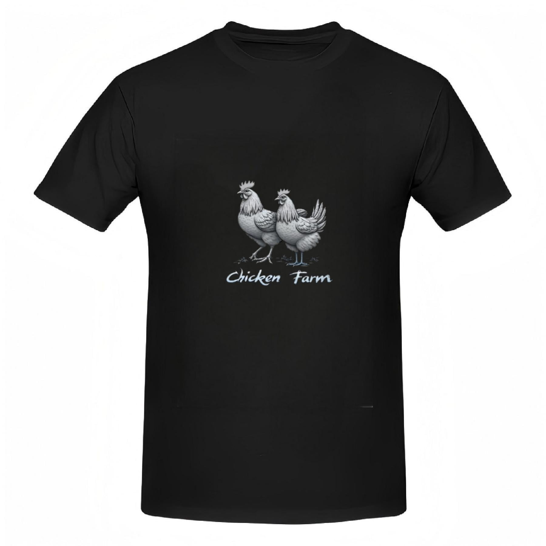 Cotton Short Sleeve T-Shirt for Women - Cute Cartoon Chickens Graphic ...