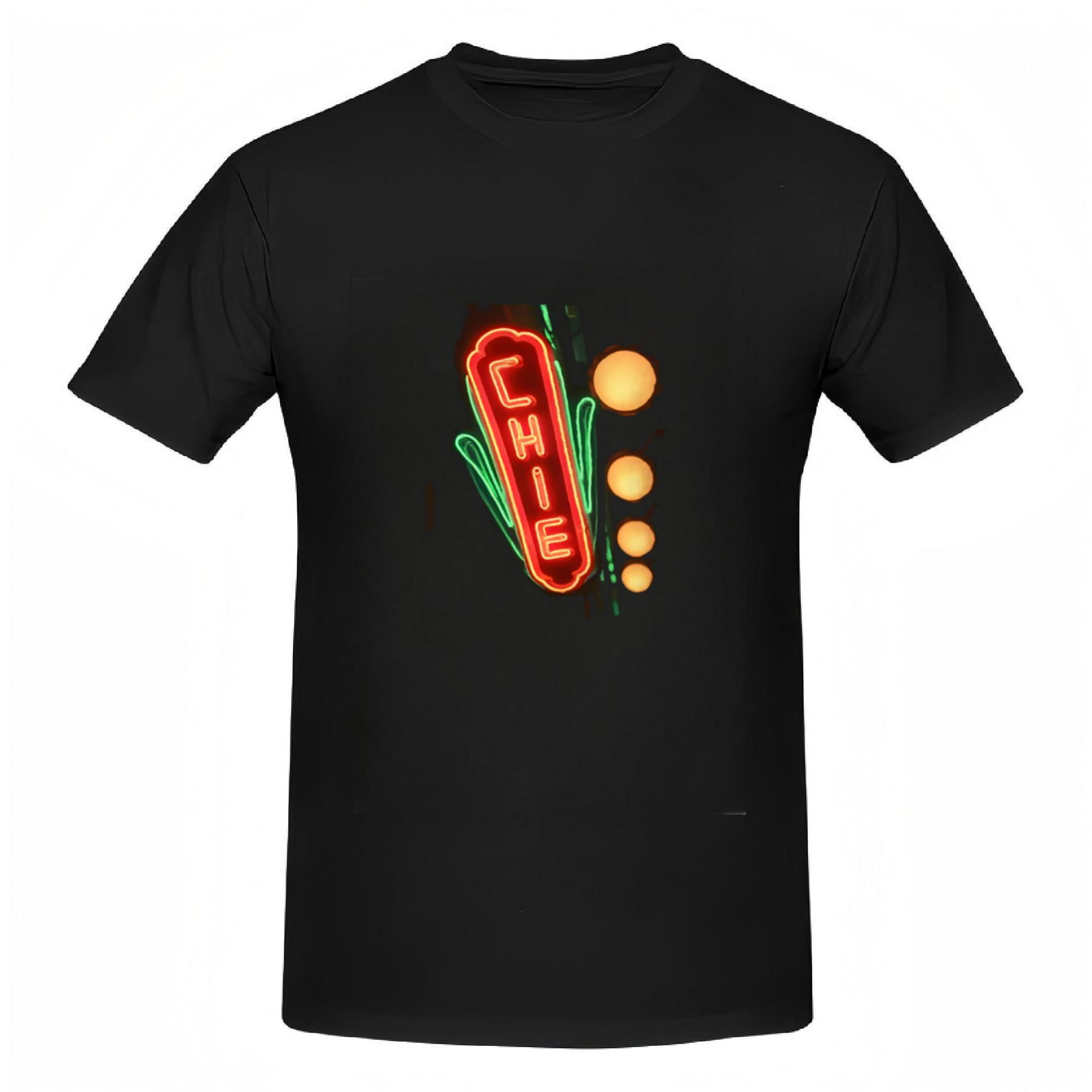 Cotton Short Sleeve T-Shirt for Women - Neon ' CHIE ' Design with Red ...