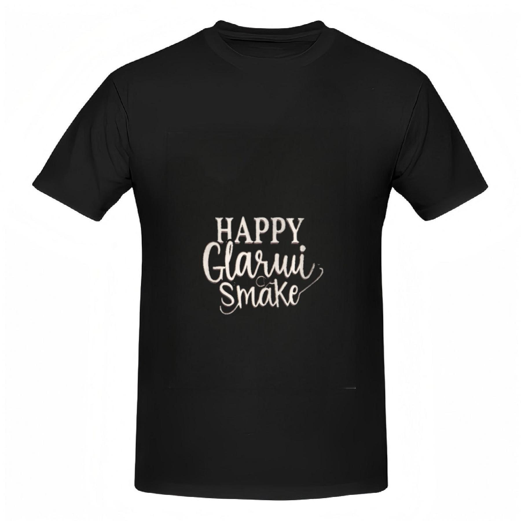 Cotton Short Sleeve T-Shirt for Women - Playful Cursive " HAPPY Glariu ...