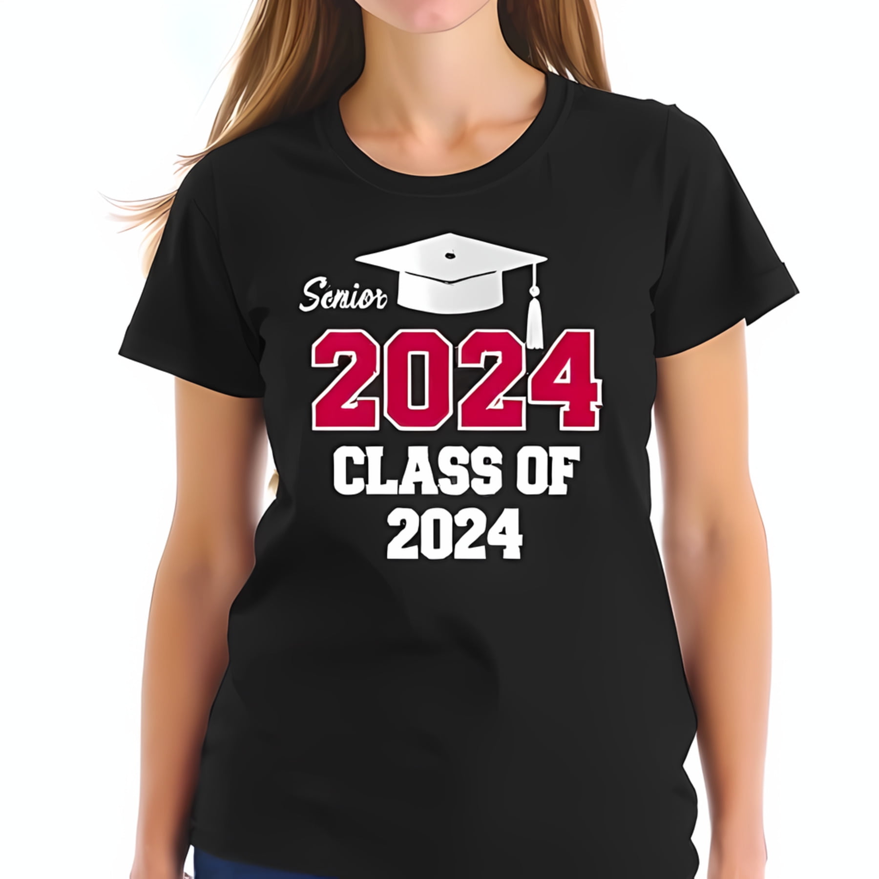 Cotton Short Sleeve T-Shirt for Women - 'Senior 2024 CLASS OF 2024 ...