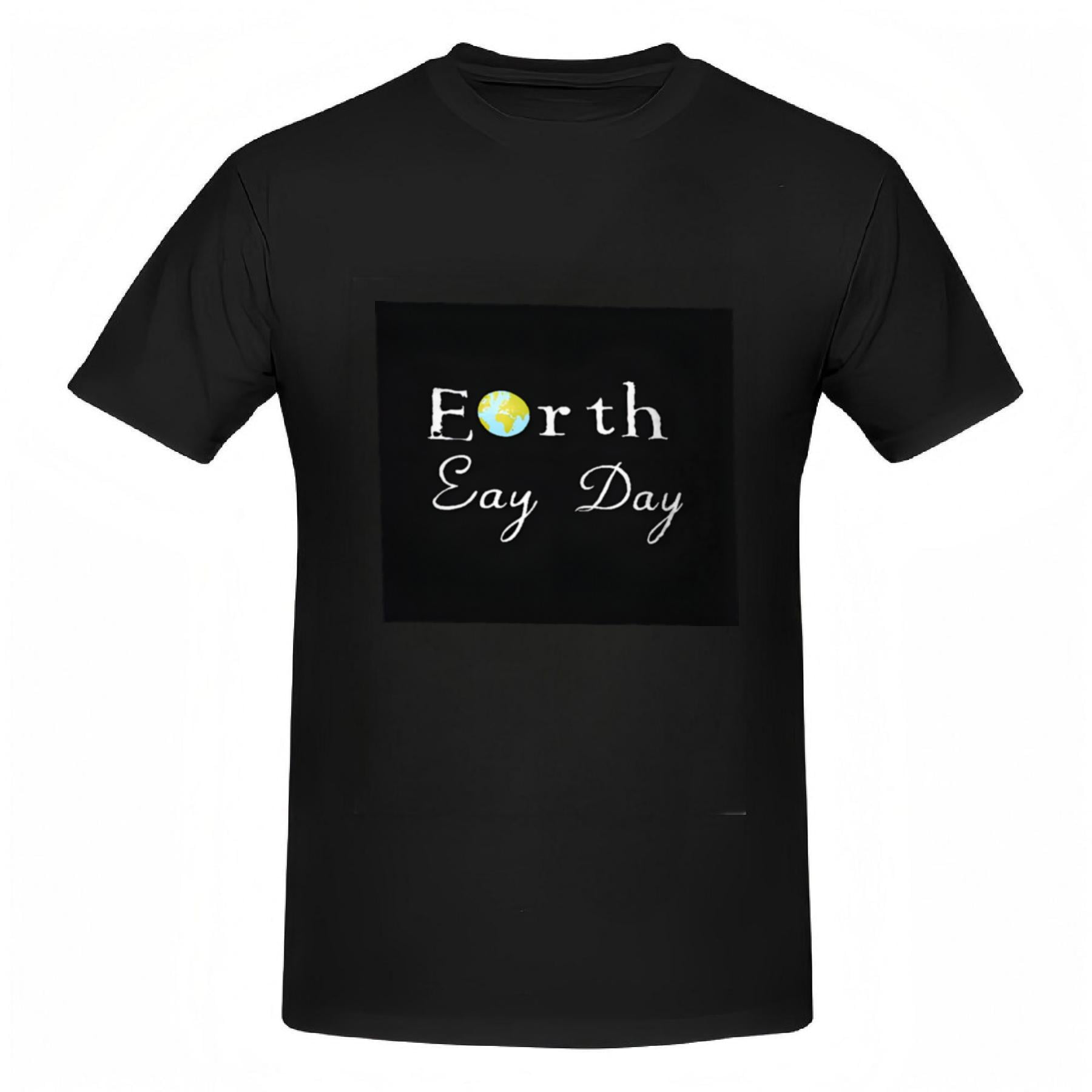 Cotton Short Sleeve T-Shirt for Women - Simple Black Tee with ' Earth ...