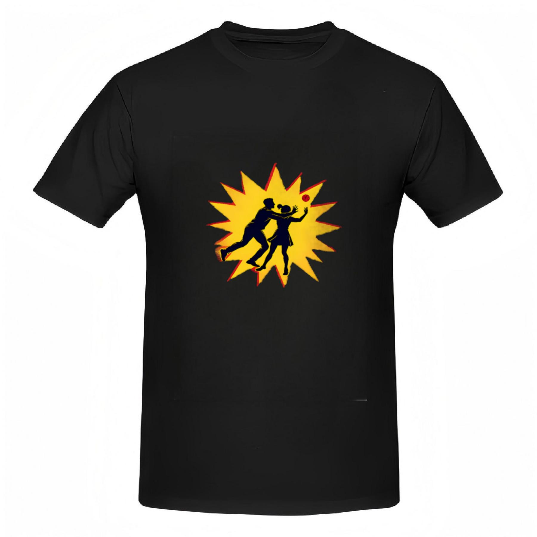 Cotton Short Sleeve T-Shirt for Women - Vibrant Yellow with Dancing ...