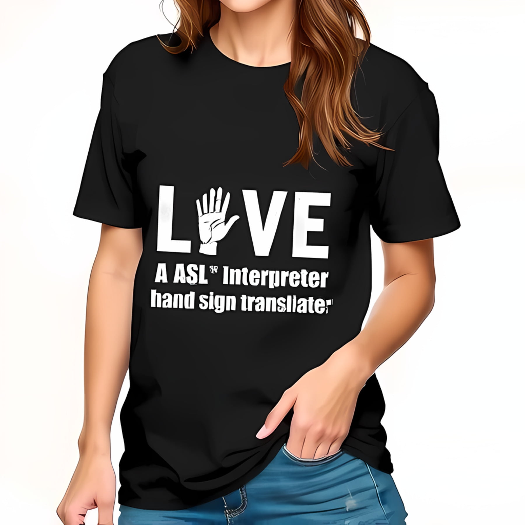Cotton Short Sleeve T-Shirt with ASL 'LOVE' Design - Hand Sign for 'O ...