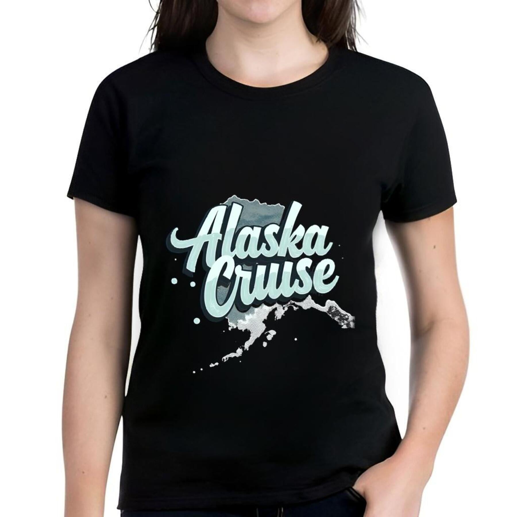 Cotton Short Sleeve T-Shirt with 'Alaska Cruise' Cursive Design ...