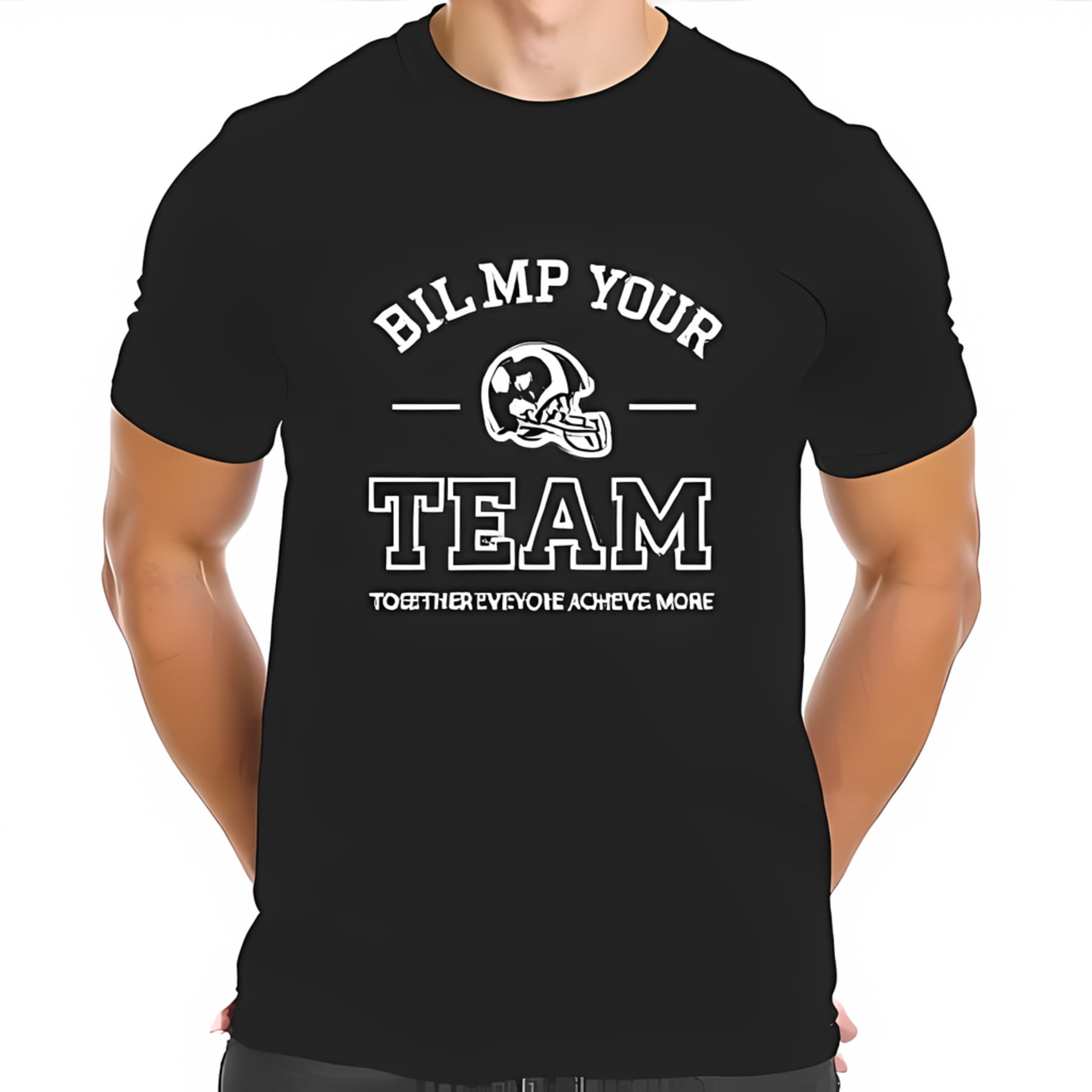 Cotton Short Sleeve T-Shirt with Bold " BUILD UP YOUR TEAM " Graphic ...