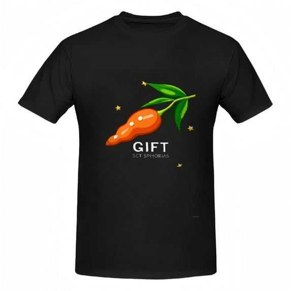 Cotton Short Sleeve T-Shirt with Bold Carrot Graphic ' GIFT ' & ' L ...