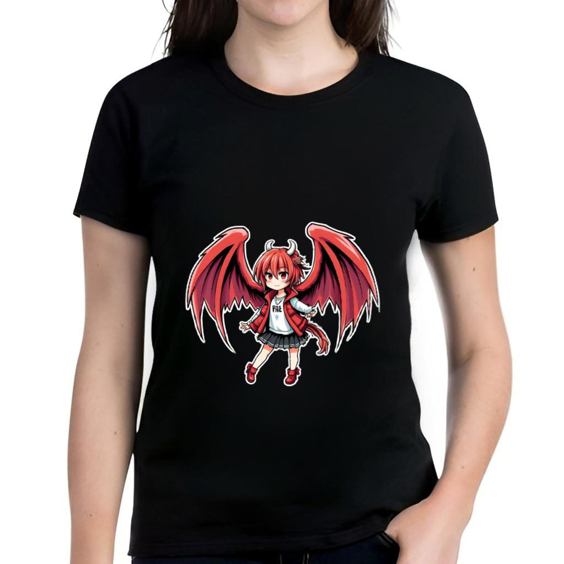 Cotton Short Sleeve T-Shirt with Bold Cartoon Character Design - Red ...