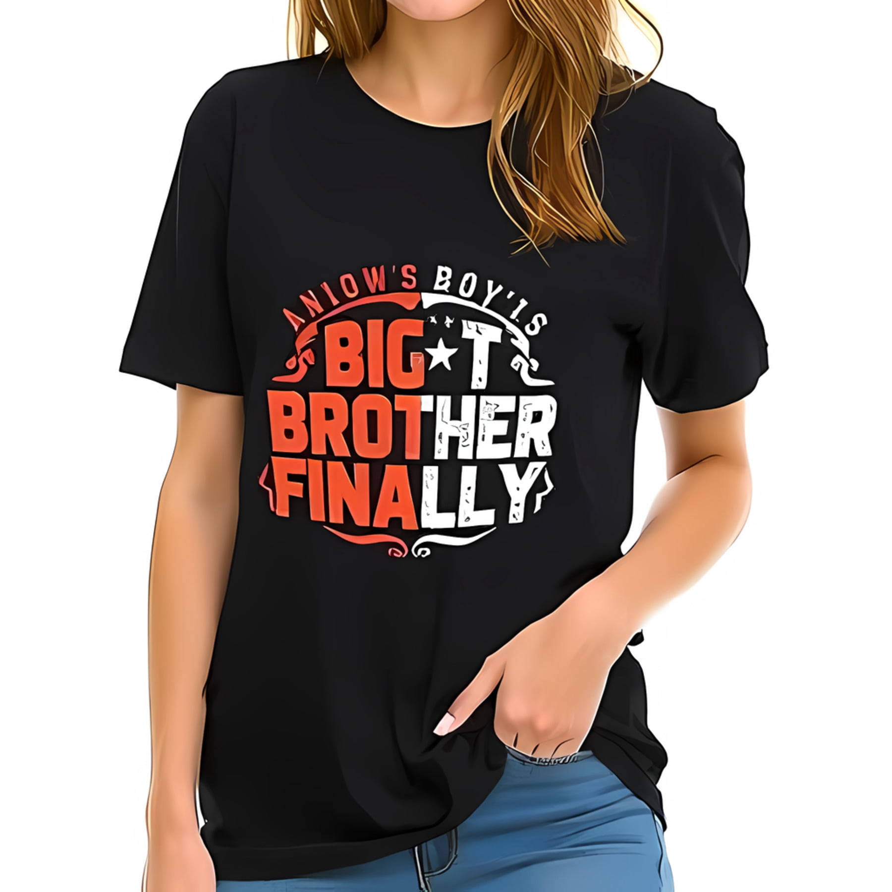 Cotton Short Sleeve T-Shirt with Bold Circular Design: " Aniw's Boy is ...