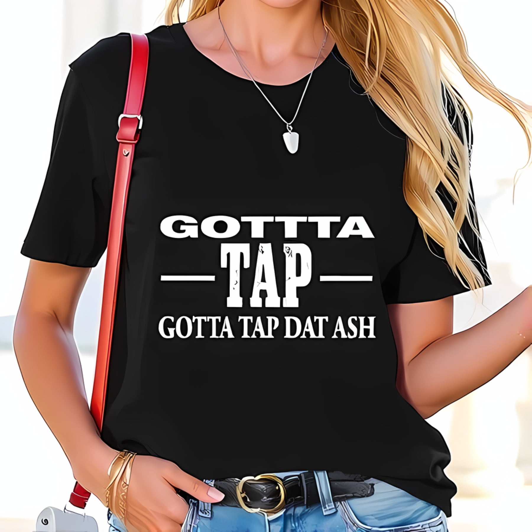 Cotton Short Sleeve T-Shirt with Bold 'GOTTA TAP' Graphic and 'GOTTA ...