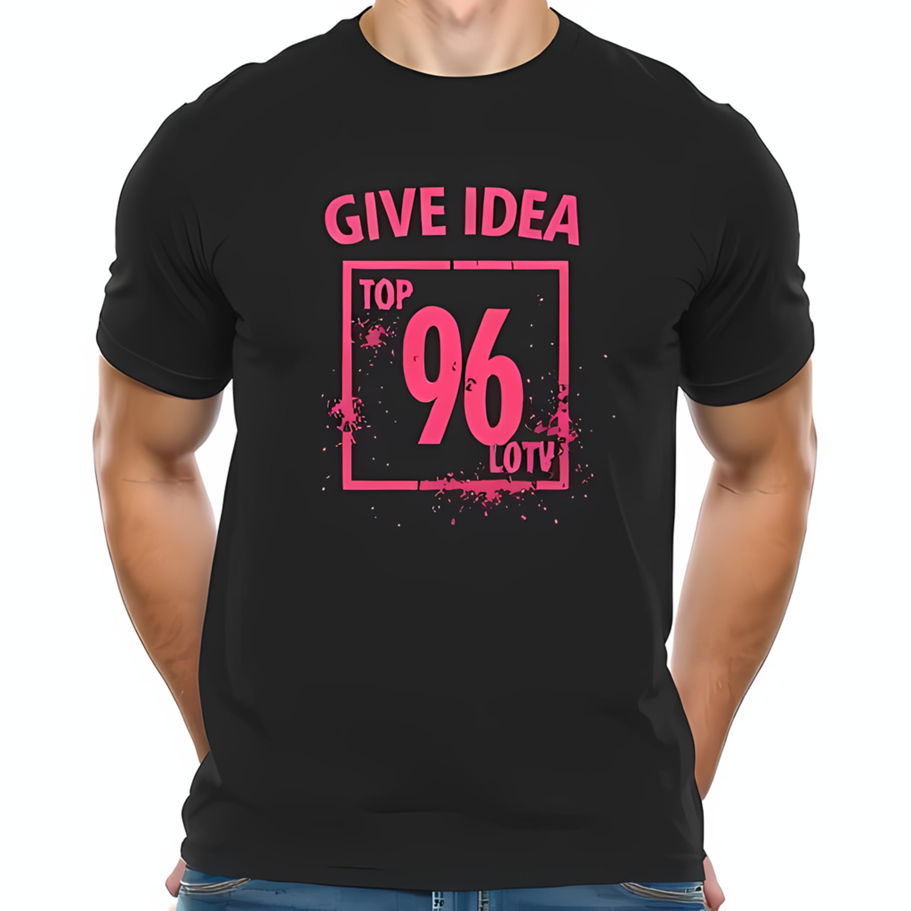 Cotton Short Sleeve T-Shirt with Bold Graphic Design - Bright Pink '96 ...