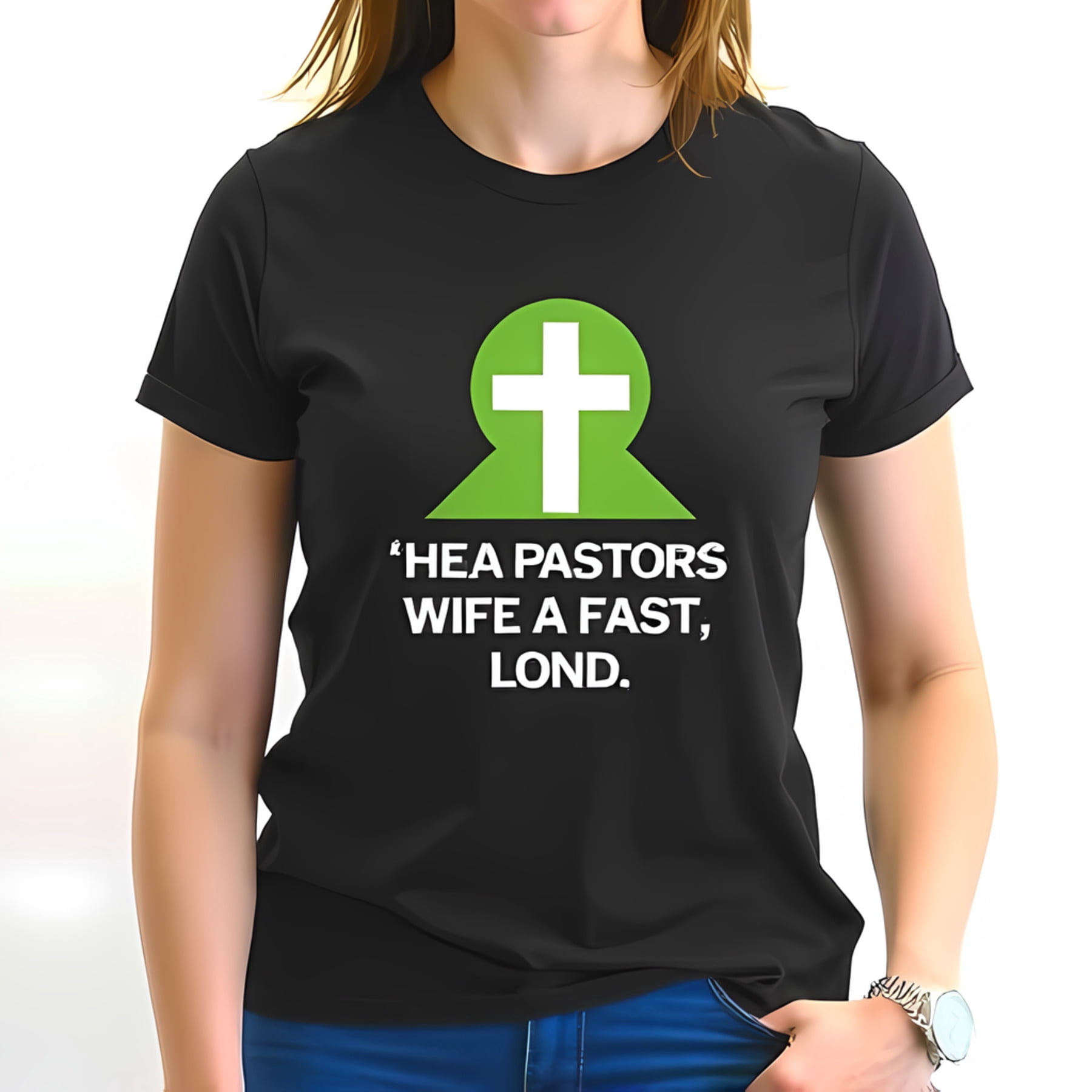 Cotton Short Sleeve T-Shirt with Bold Green Keyhole Graphic & White ...