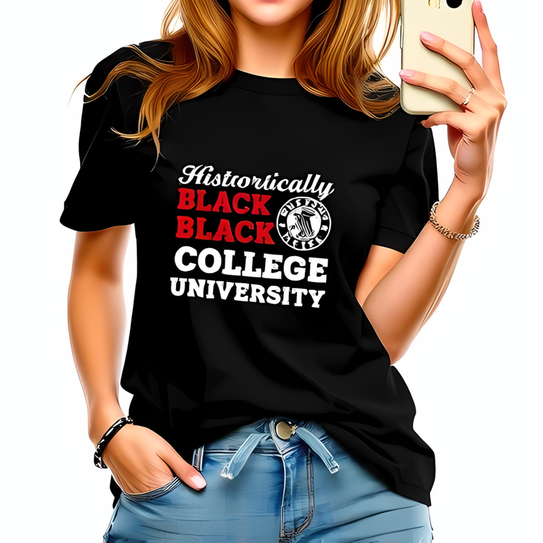 Cotton Short Sleeve T-Shirt with Bold 'Historically Black Black College ...