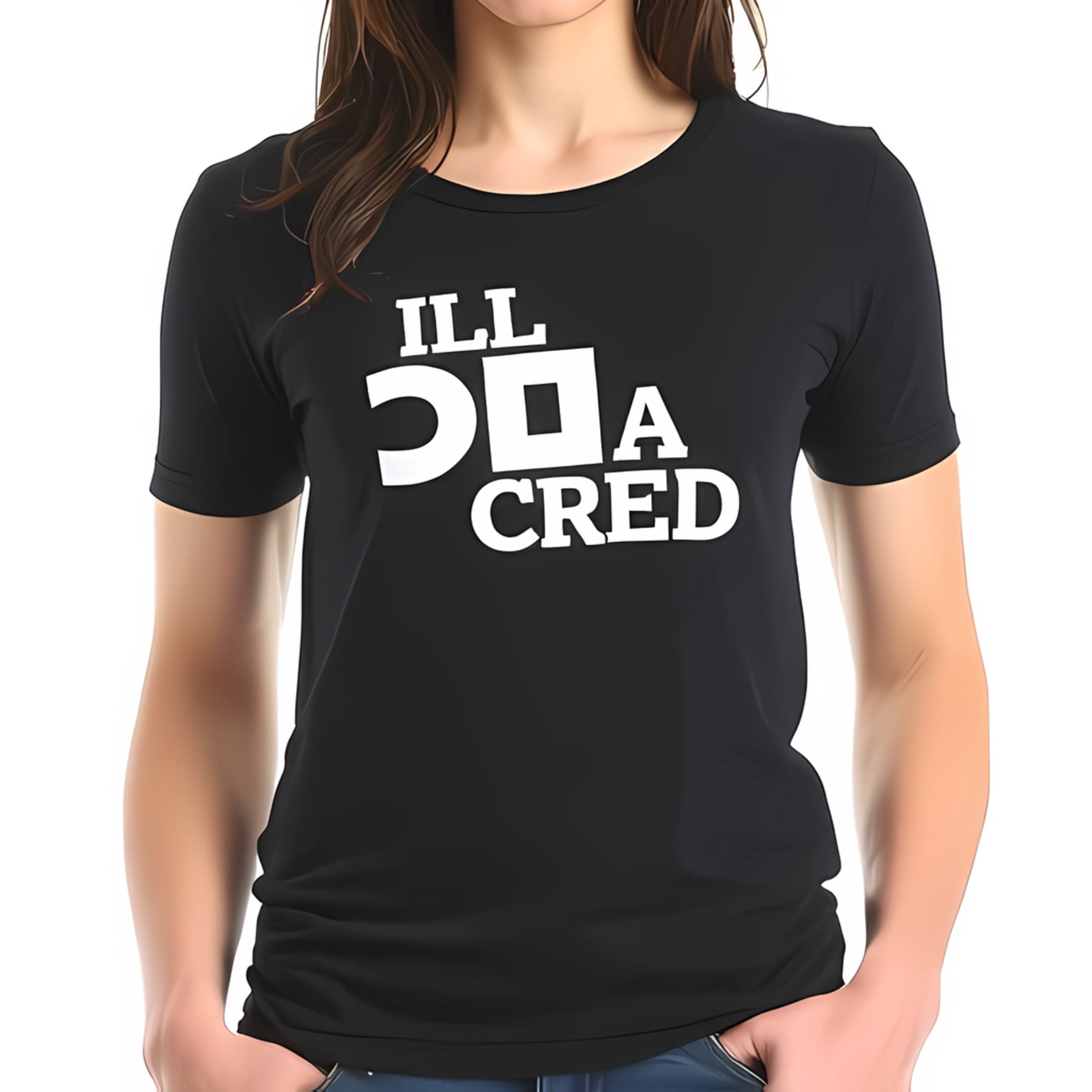 Cotton Short Sleeve T-Shirt with Bold 'I'LL DO A CRED' Graphic Design ...