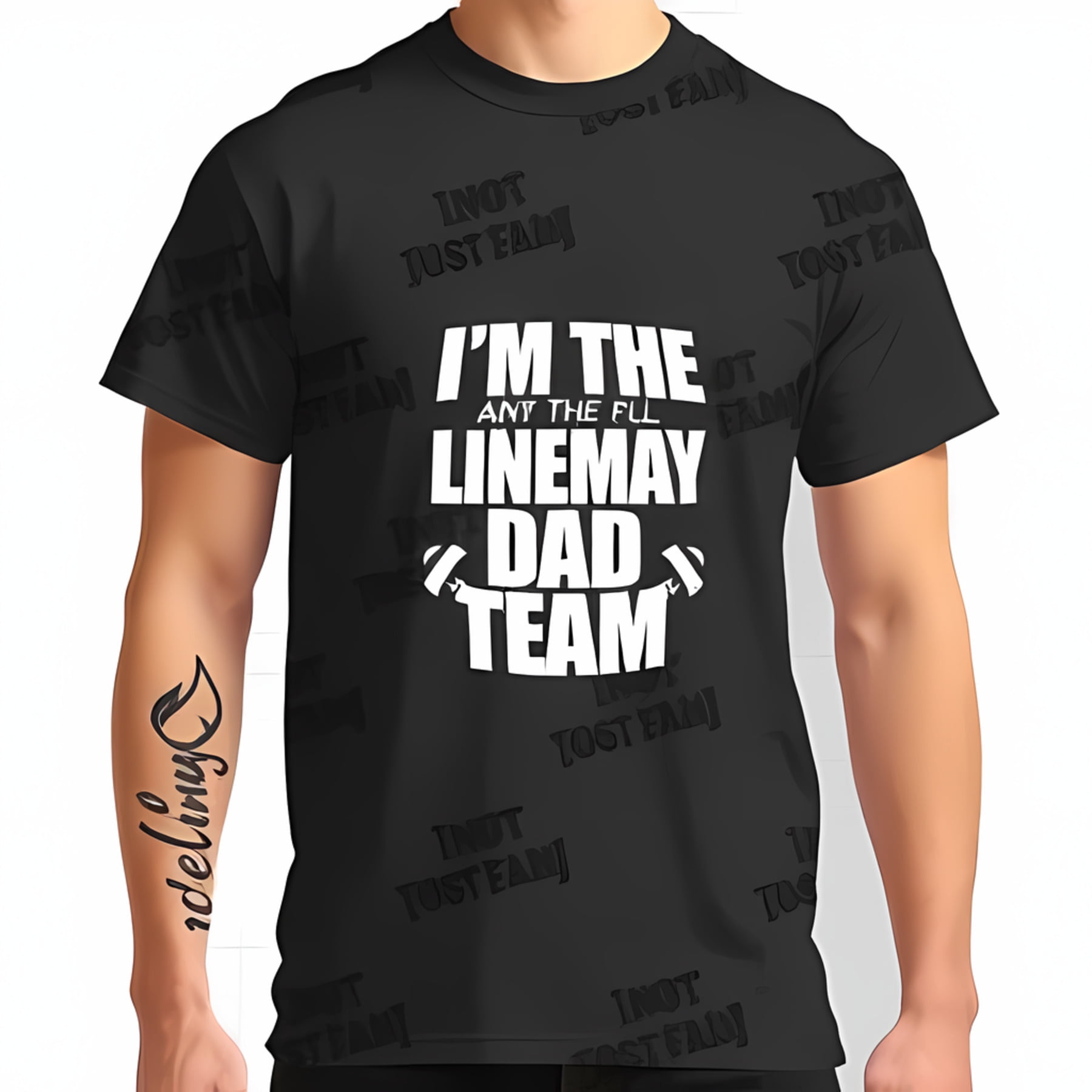Cotton Short Sleeve T-Shirt with Bold 'I'M THE DAD TEAM' Graphic & Subtle 'Not Just a Fan ...