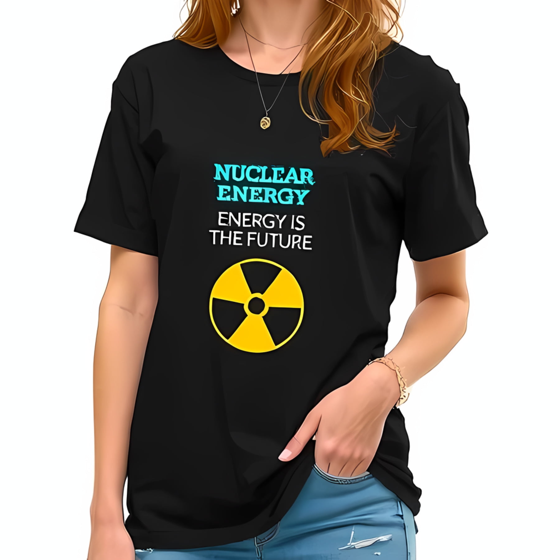 Cotton Short Sleeve T-Shirt with Bold 'NUCLEAR ENERGY' Design Radiation ...