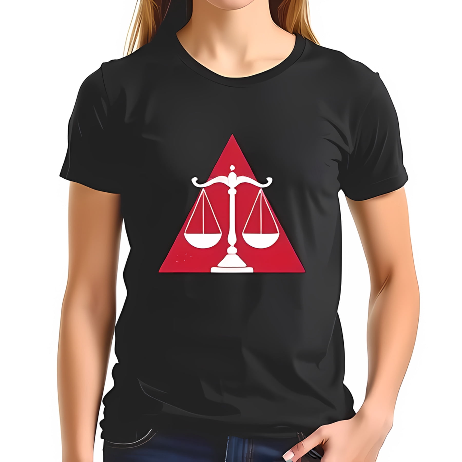 Cotton Short Sleeve T-Shirt with Bold Red and White Scale of Graphic ...