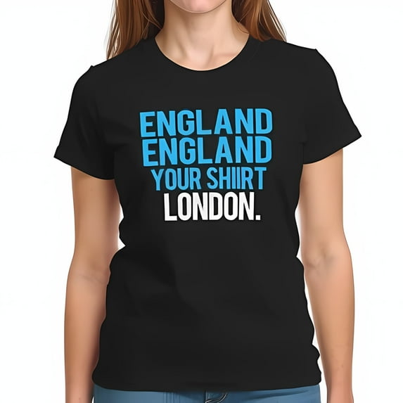 Cotton Short Sleeve T-Shirt with Bold Stacked Text Design: " ENGLAND ...