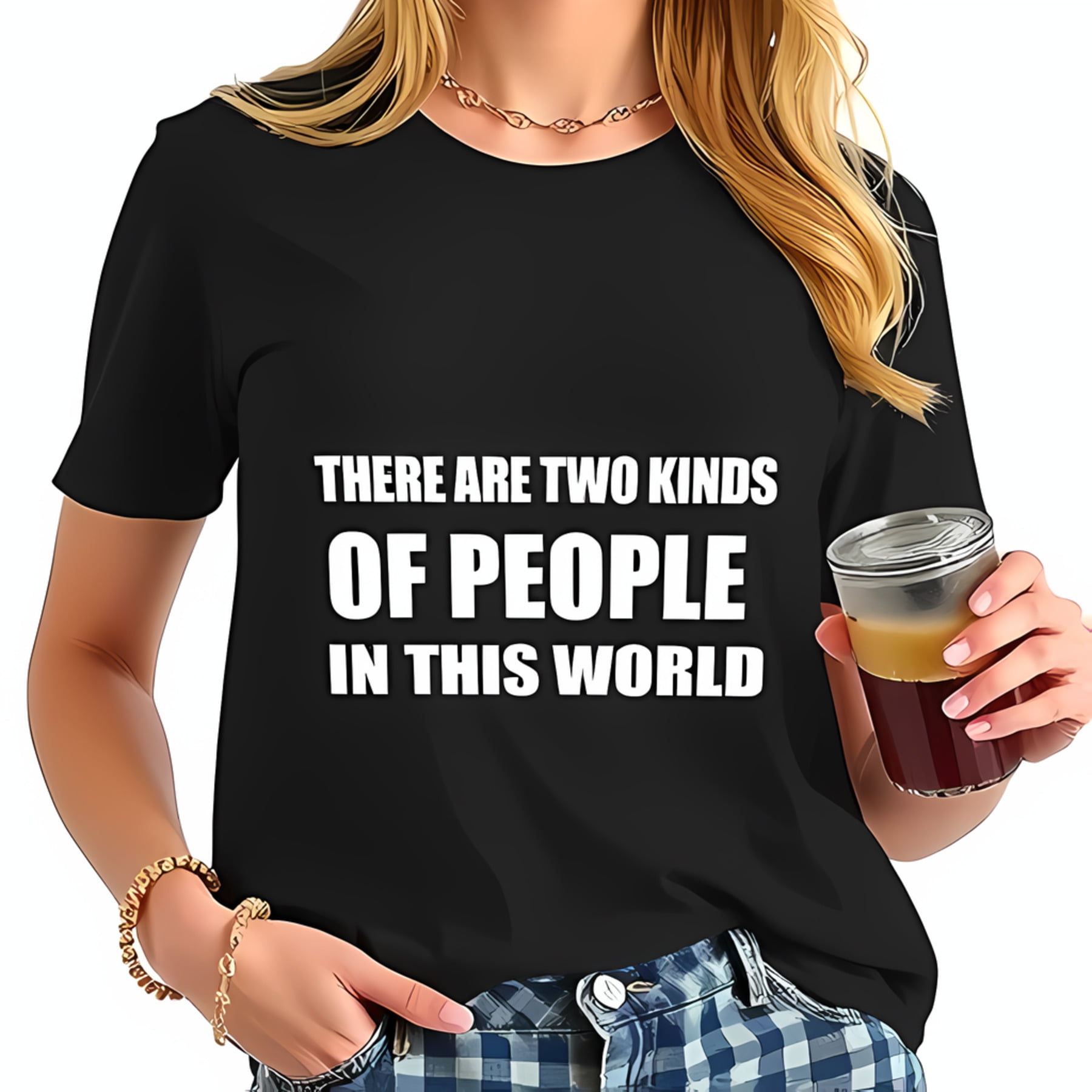 Cotton Short Sleeve T-Shirt with Bold Statement " THERE ARE TWO KINDS ...
