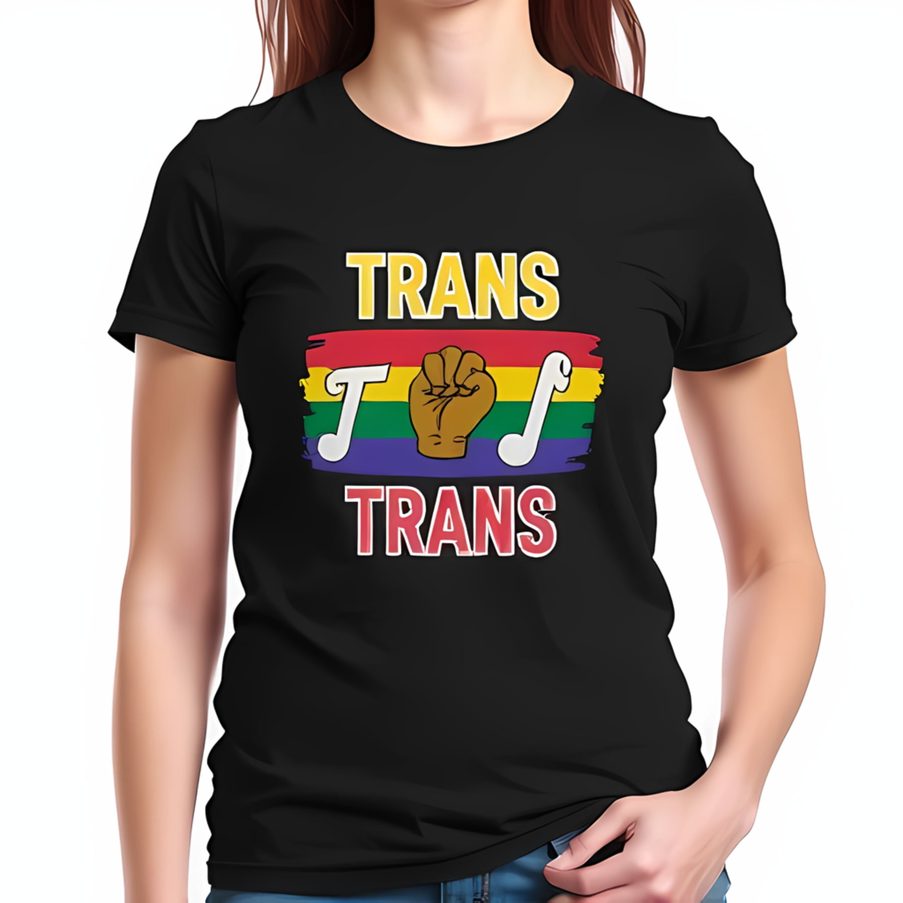 Cotton Short Sleeve T-Shirt with Bold 'TRANS' Graphic & Design ...