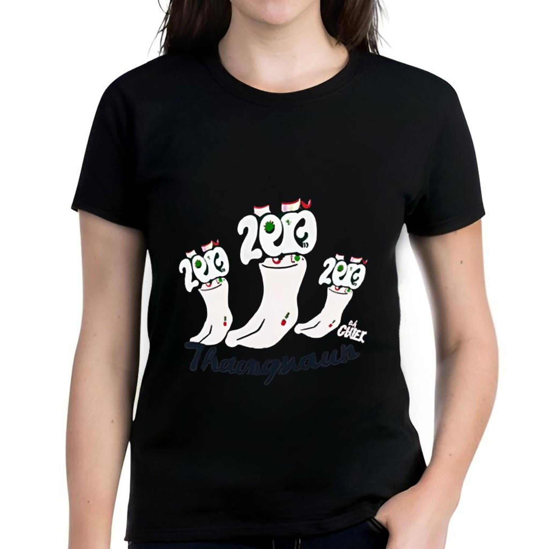 Cotton Short Sleeve T-Shirt with Cartoonish Creatures Design - Three ...