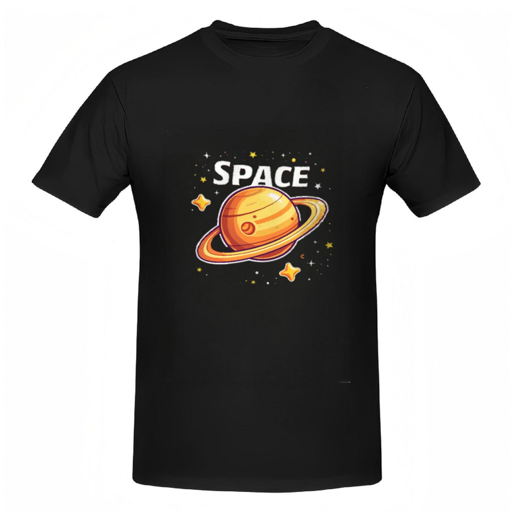 Cotton Short Sleeve T-Shirt with Colorful Graphic & ' SPACE ' Text ...