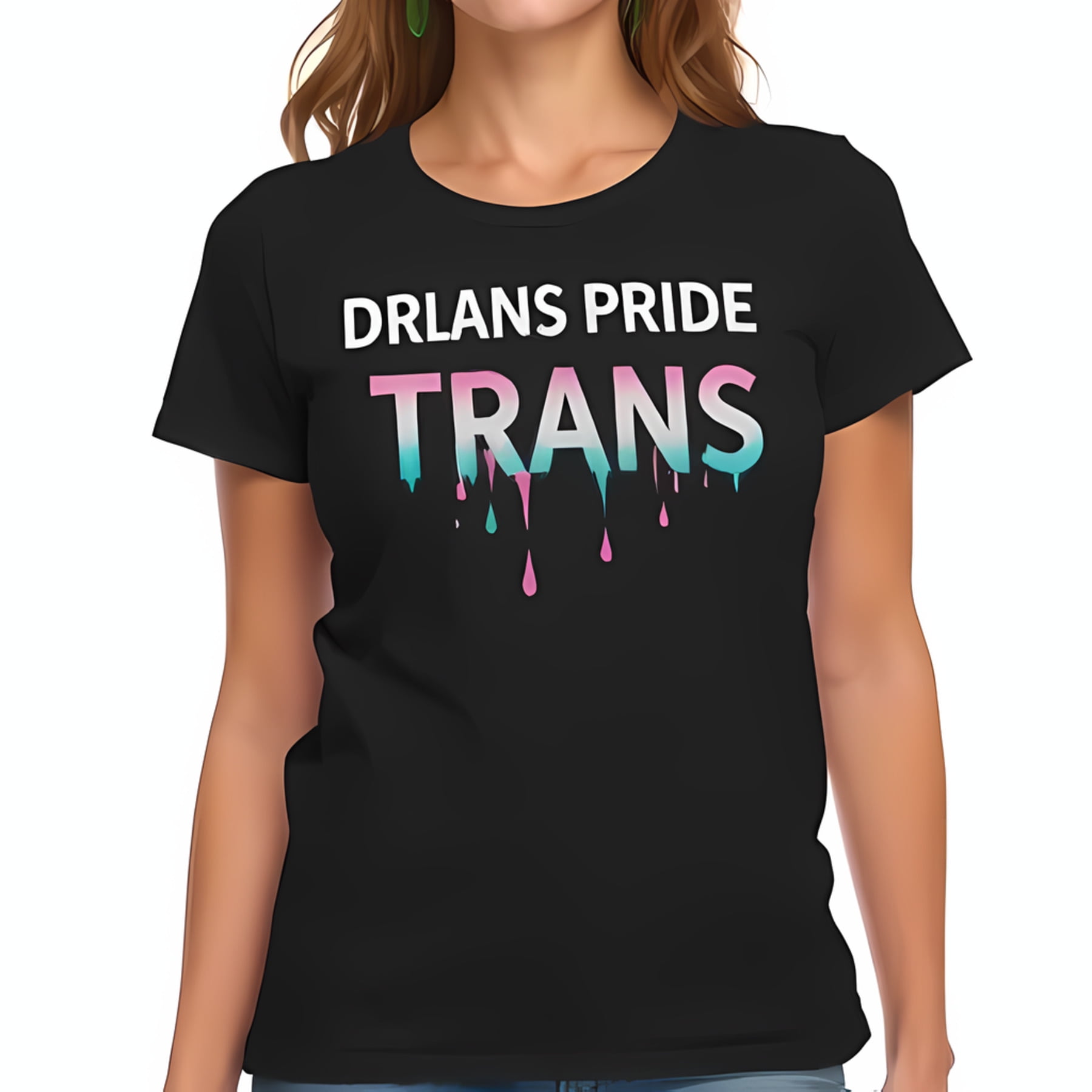 Cotton Short Sleeve T-Shirt with " DRLANS PRIDE TRANS " Graphic ...