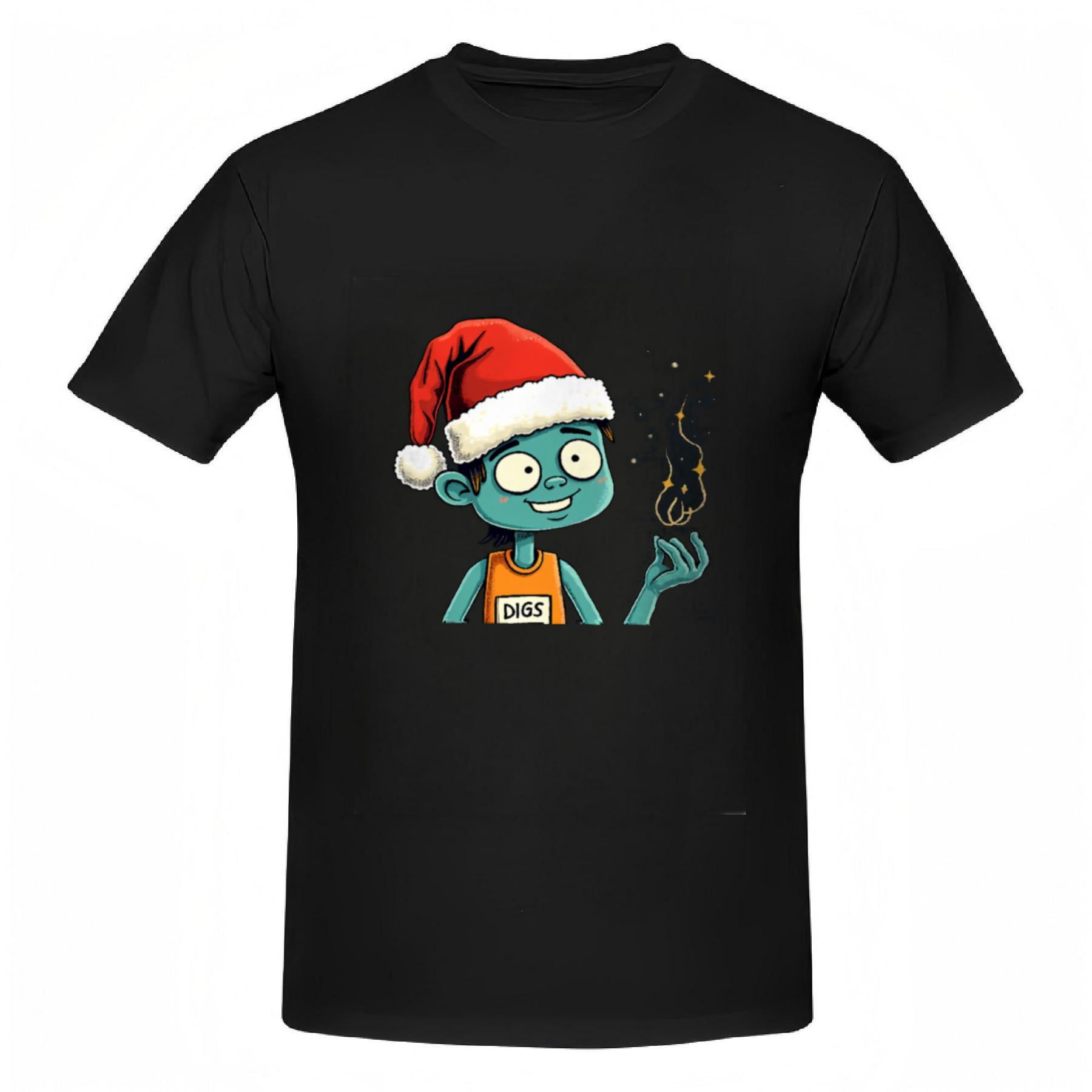 Cotton Short Sleeve T-Shirt with Fun Cartoon Character Design: Green ...