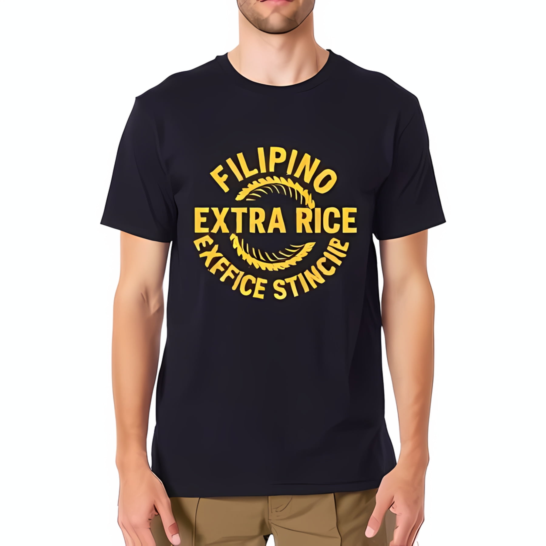 Cotton Short Sleeve T-Shirt with Gold Circular Design - 'Filipino Extra ...