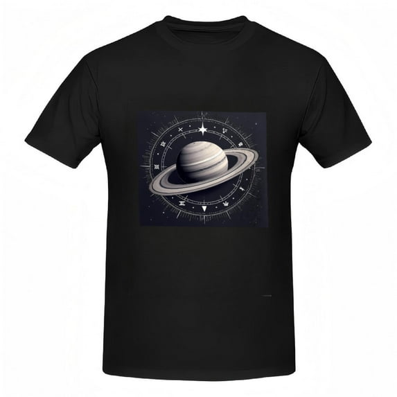 Cotton Short Sleeve T-Shirt with Graphic Astrological Starry Background ...