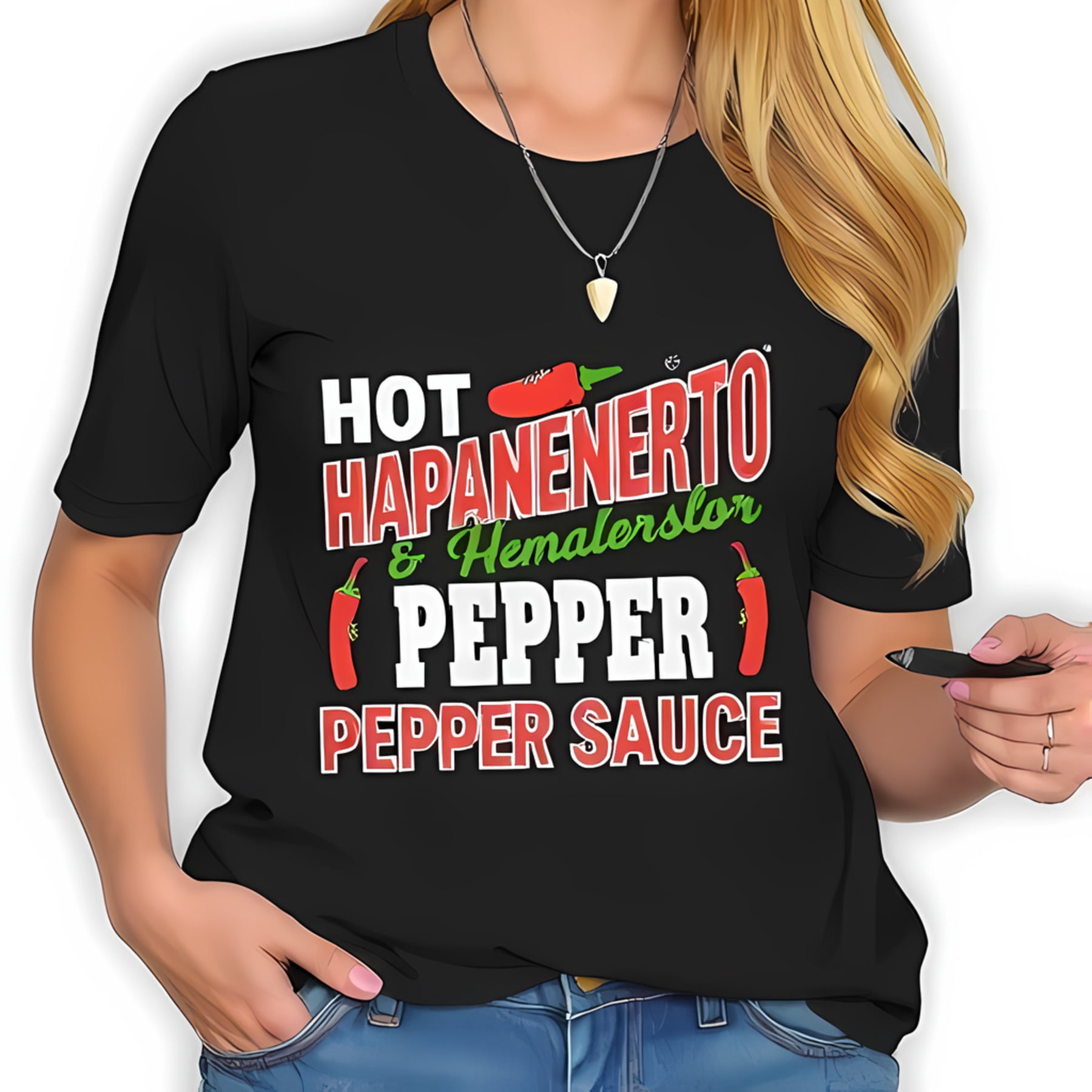 Cotton Short Sleeve T-Shirt with 'HOT HAPANENERTO & Hemalerslor PEPPER ...