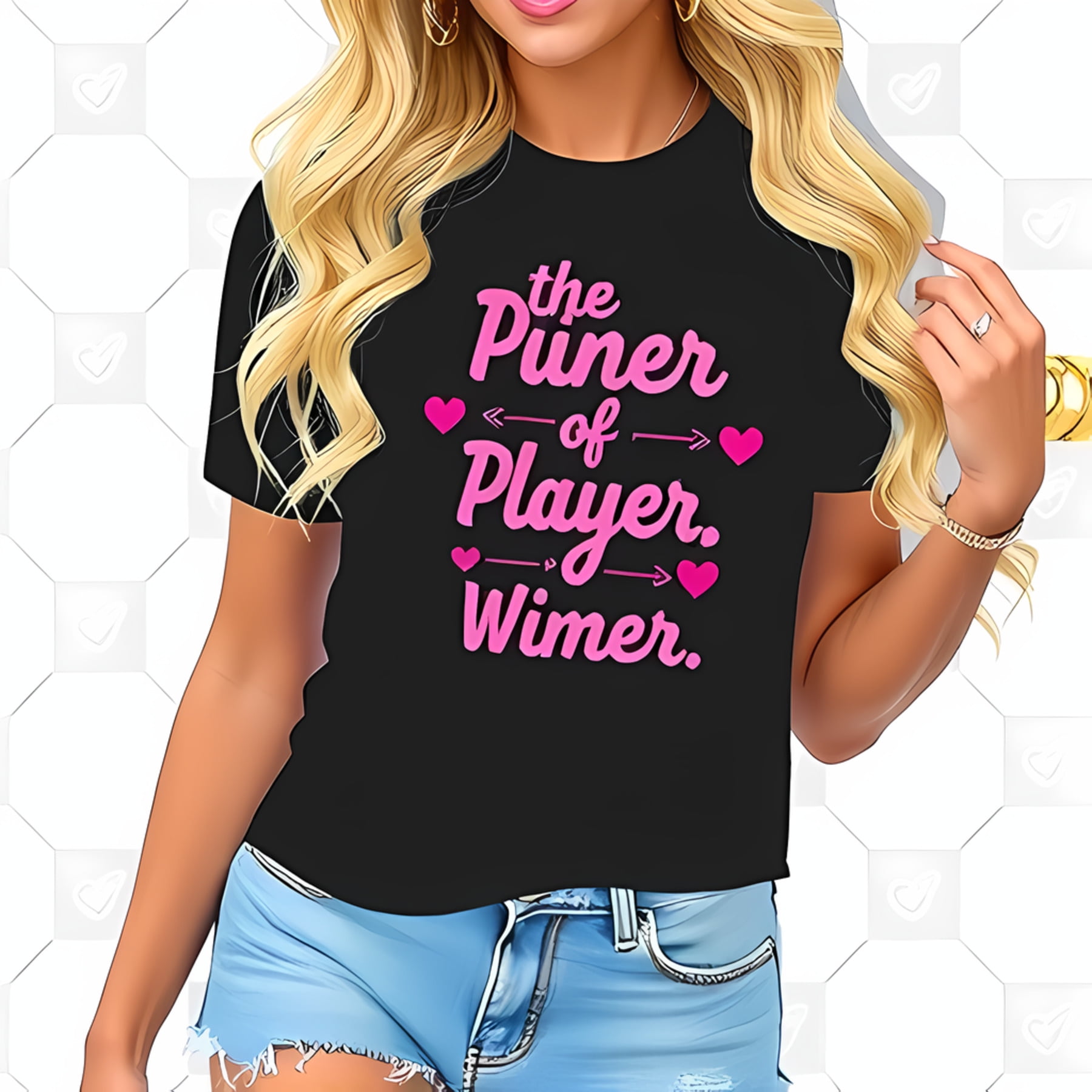 Cotton Short Sleeve T-Shirt with Hot Pink 'The Pinner of Player Wimer ...