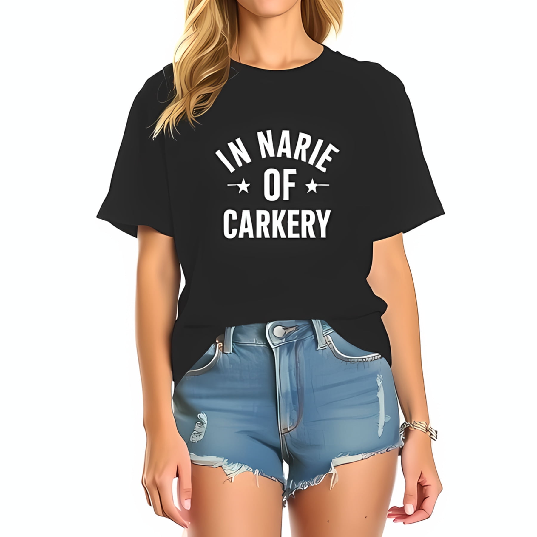 Cotton Short Sleeve T-Shirt with " IN NARIE OF CARKERY " Graphic and ...
