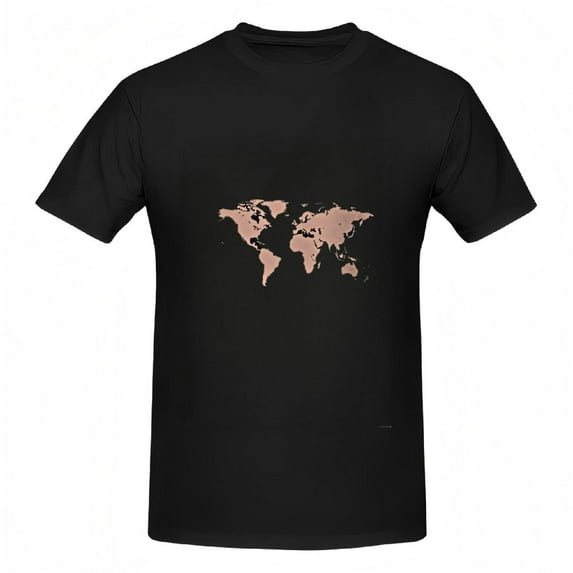 Cotton Short Sleeve T-Shirt with Minimalistic Light Pink World Map ...
