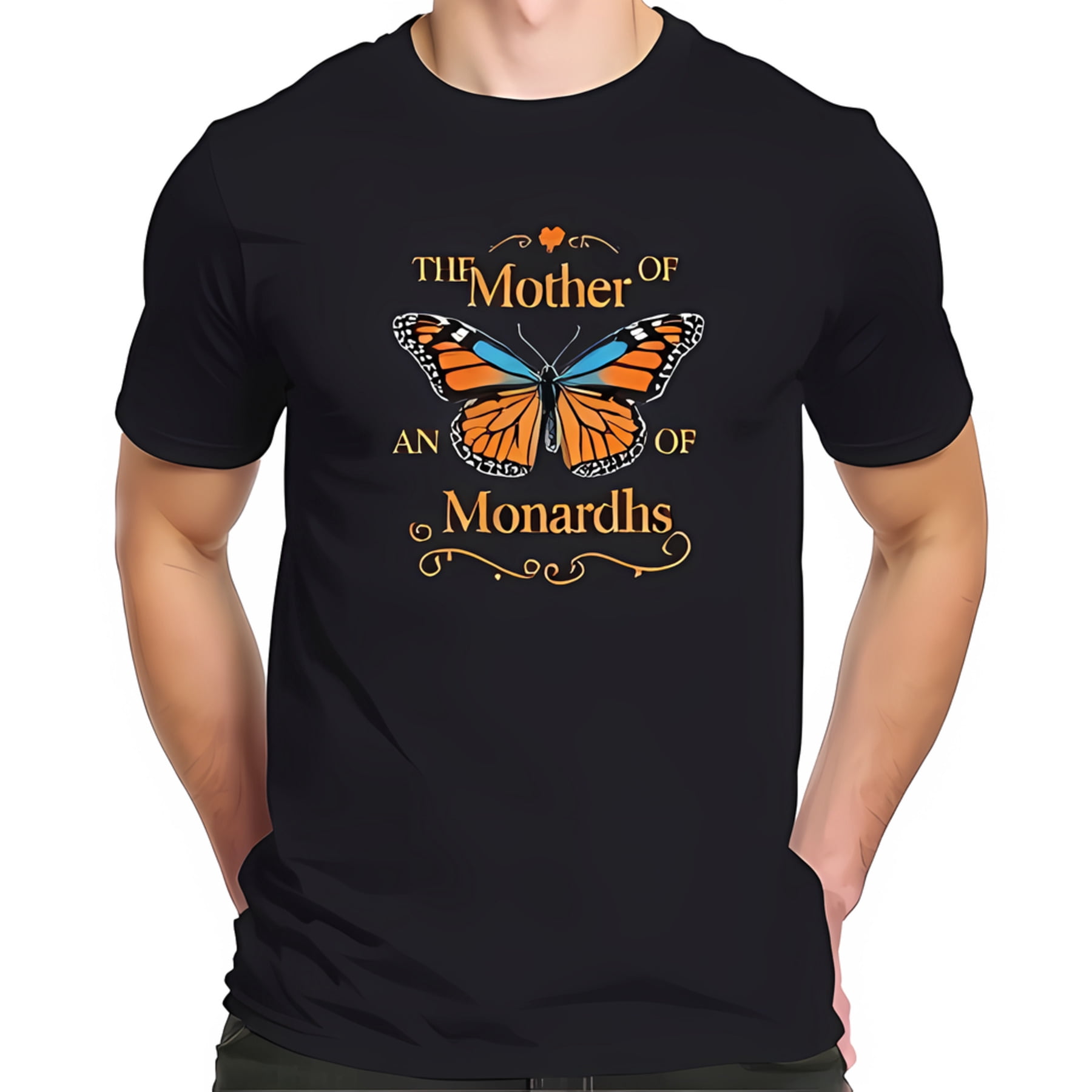 Cotton Short Sleeve T-Shirt with Monarch Butterfly Design - " The ...