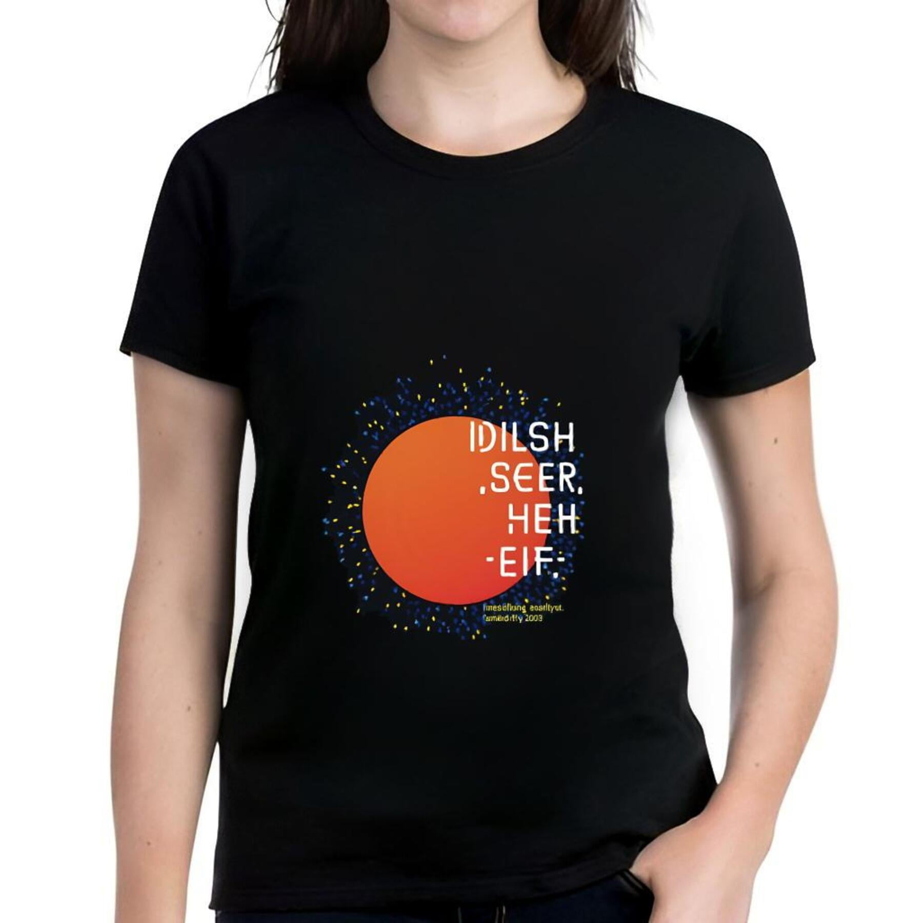 Cotton Short Sleeve T-Shirt with Orange Gradient Circle Graphic Blue ...