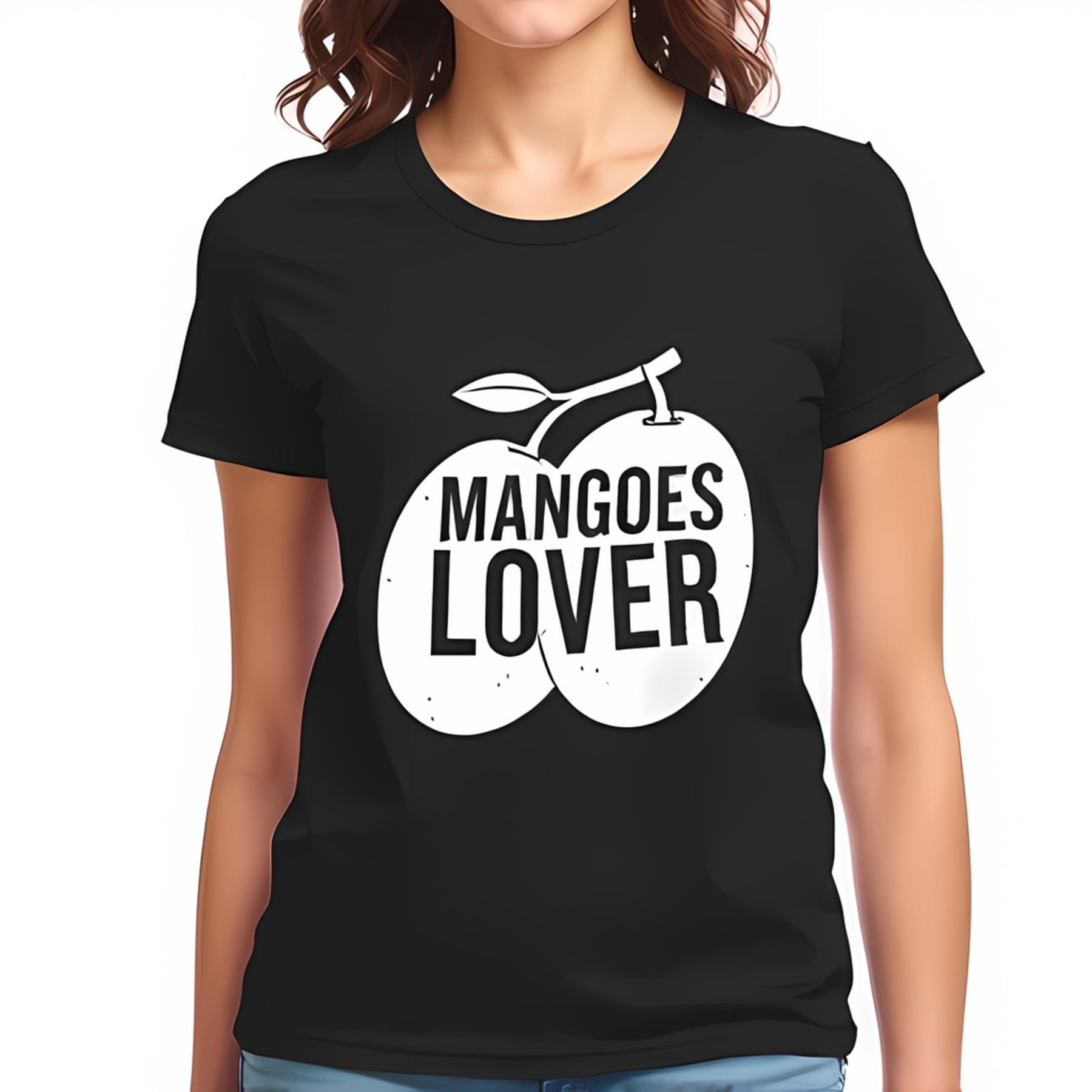 Cotton Short Sleeve T-Shirt with Playful Mangoes Graphic Design - " MANGOES LOVER " Print - Fun ...