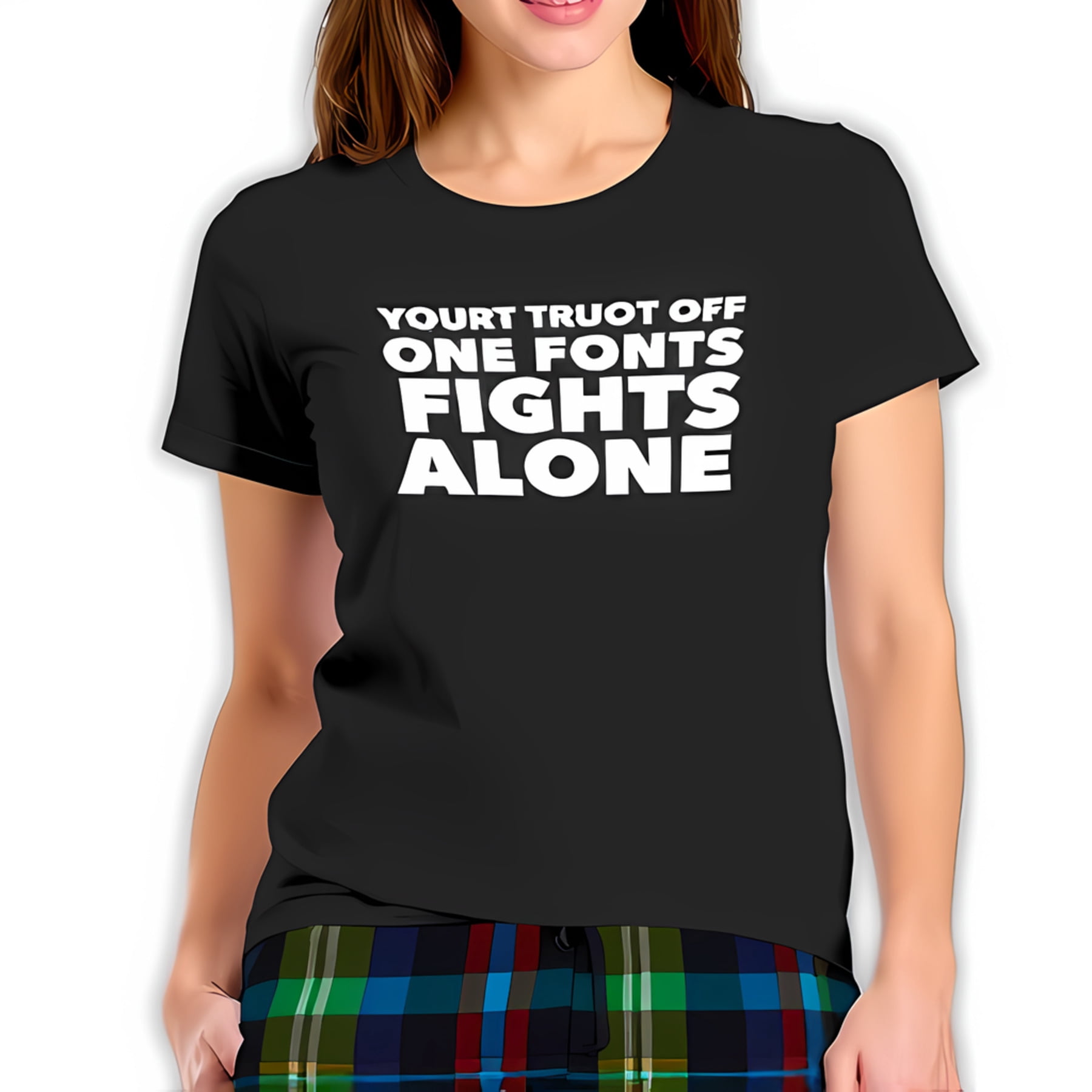 Cotton Short Sleeve T-Shirt with Playful Misprint: " YOURT TRUOT OFF ...