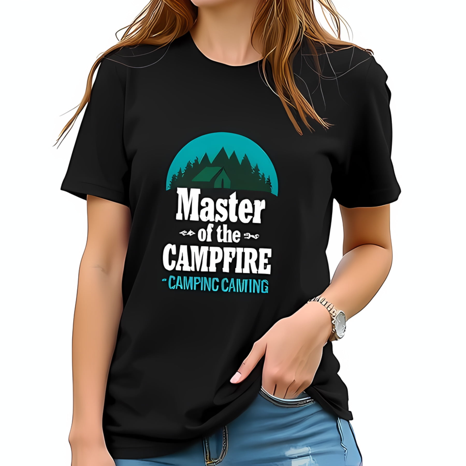 Cotton Short Sleeve T-Shirt with Teal Circular Design Featuring ...