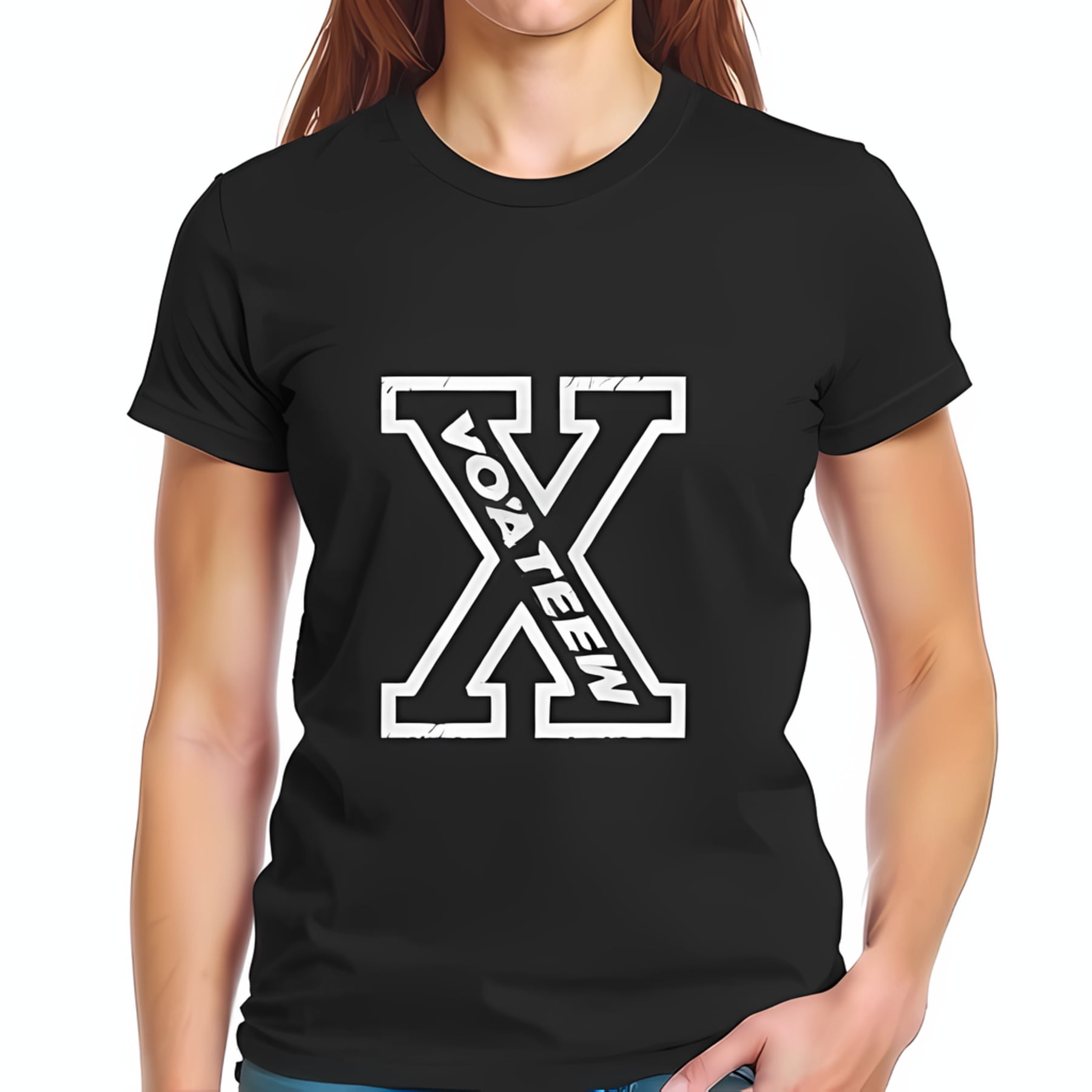 Cotton Short Sleeve T-Shirt with Varsity 'X' and 'VO'ATEEW' Design ...